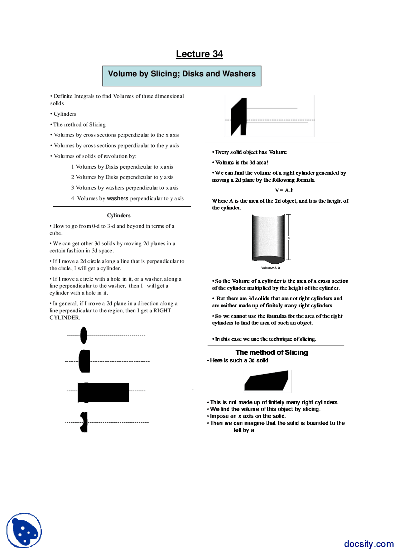 Volume By Slicing Disks And Washers General Mathematics Lecture