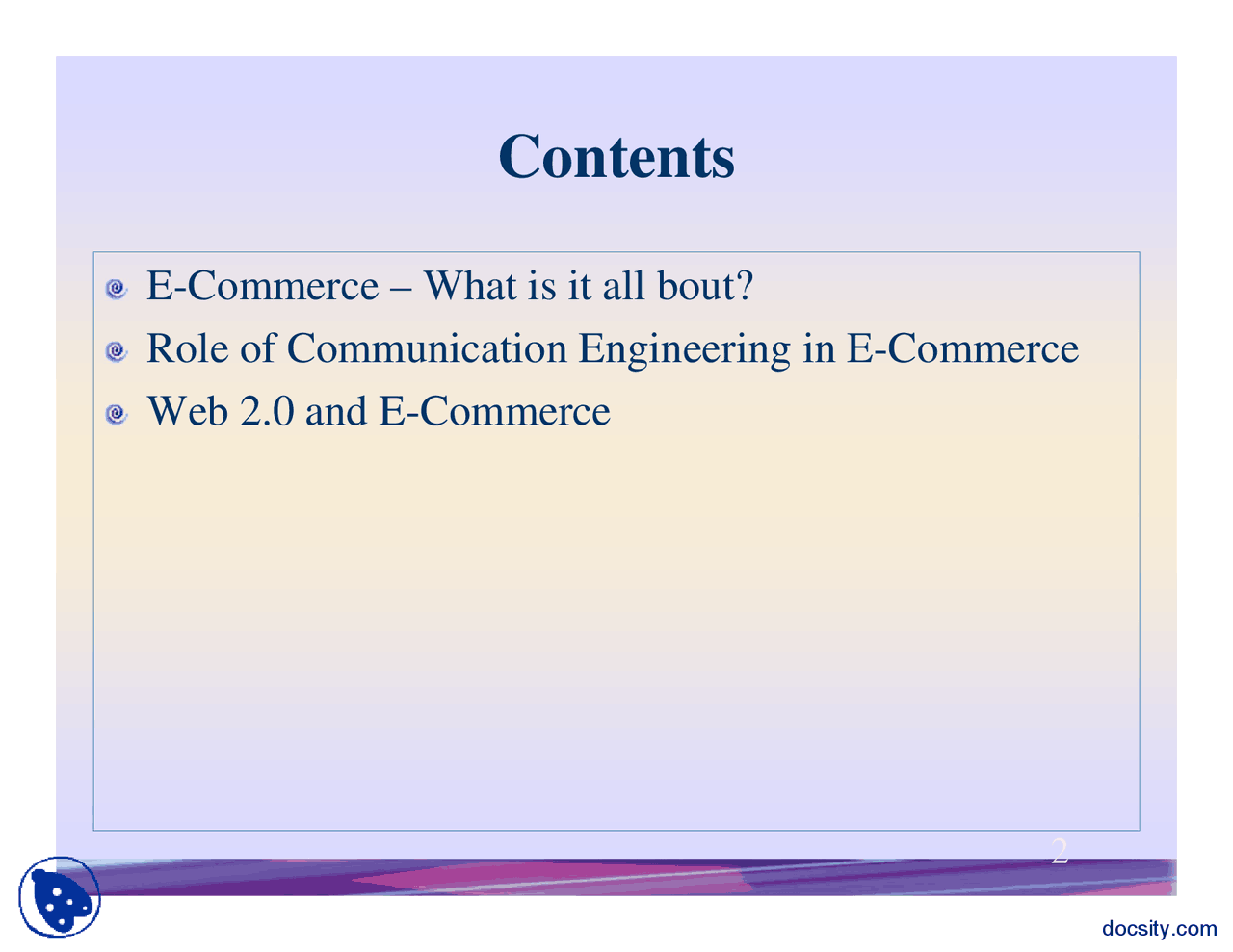 Role of Communication Engineering, Web 2.0-E Commerce-Lecture Slides - Docsity