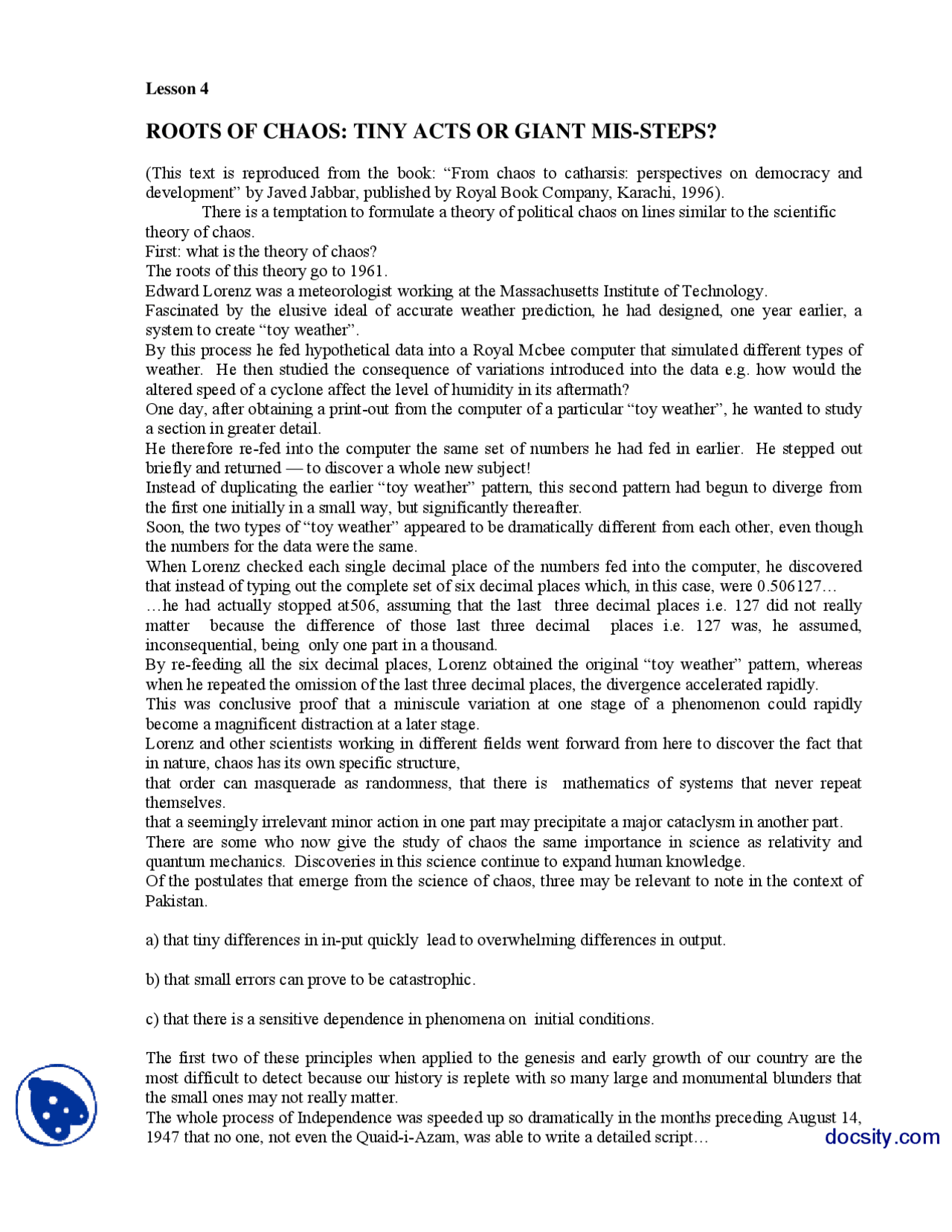 Roots Of Chaos Globalization Of Media Lecture Handout Docsity