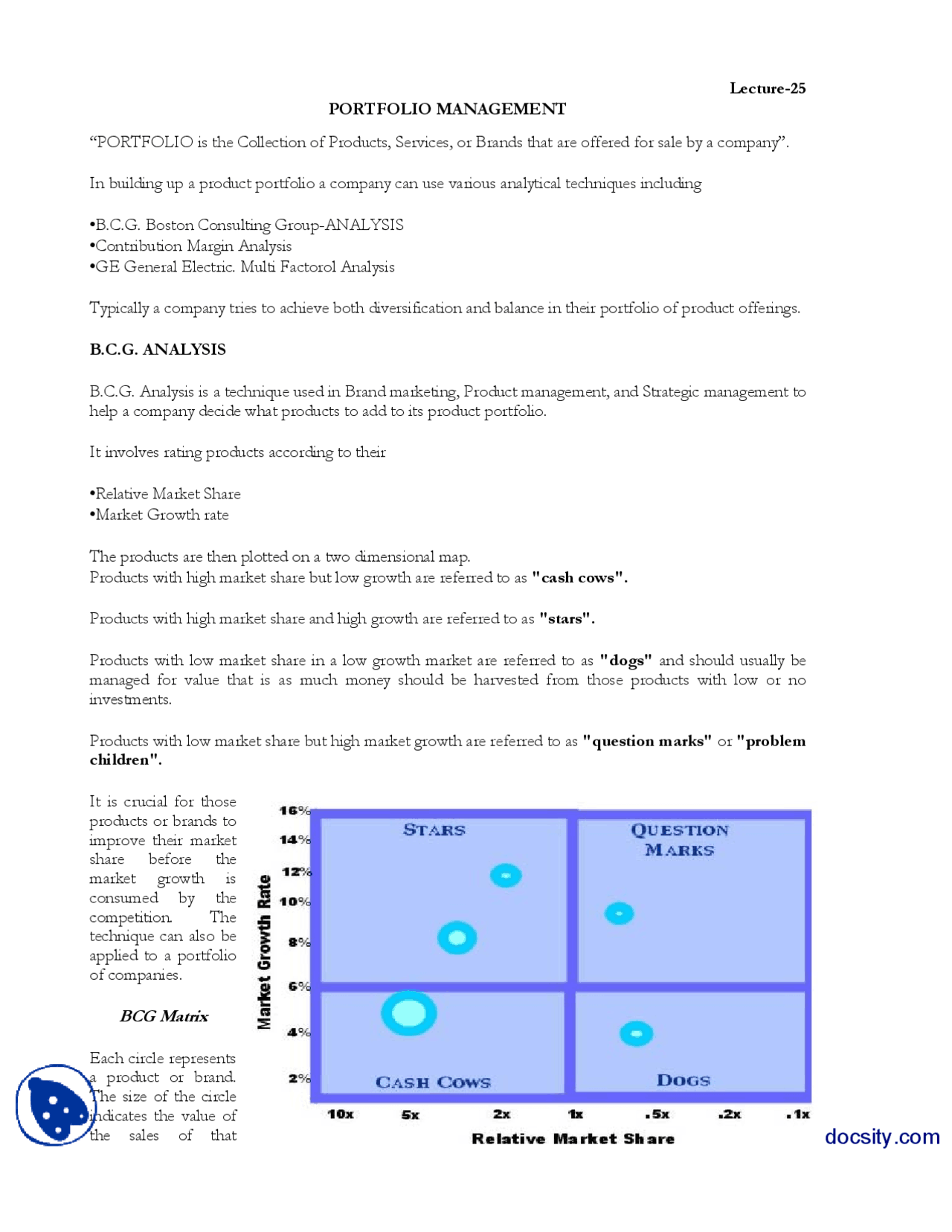 Portfolio Management Marketing Managment Lecture Handout Docsity