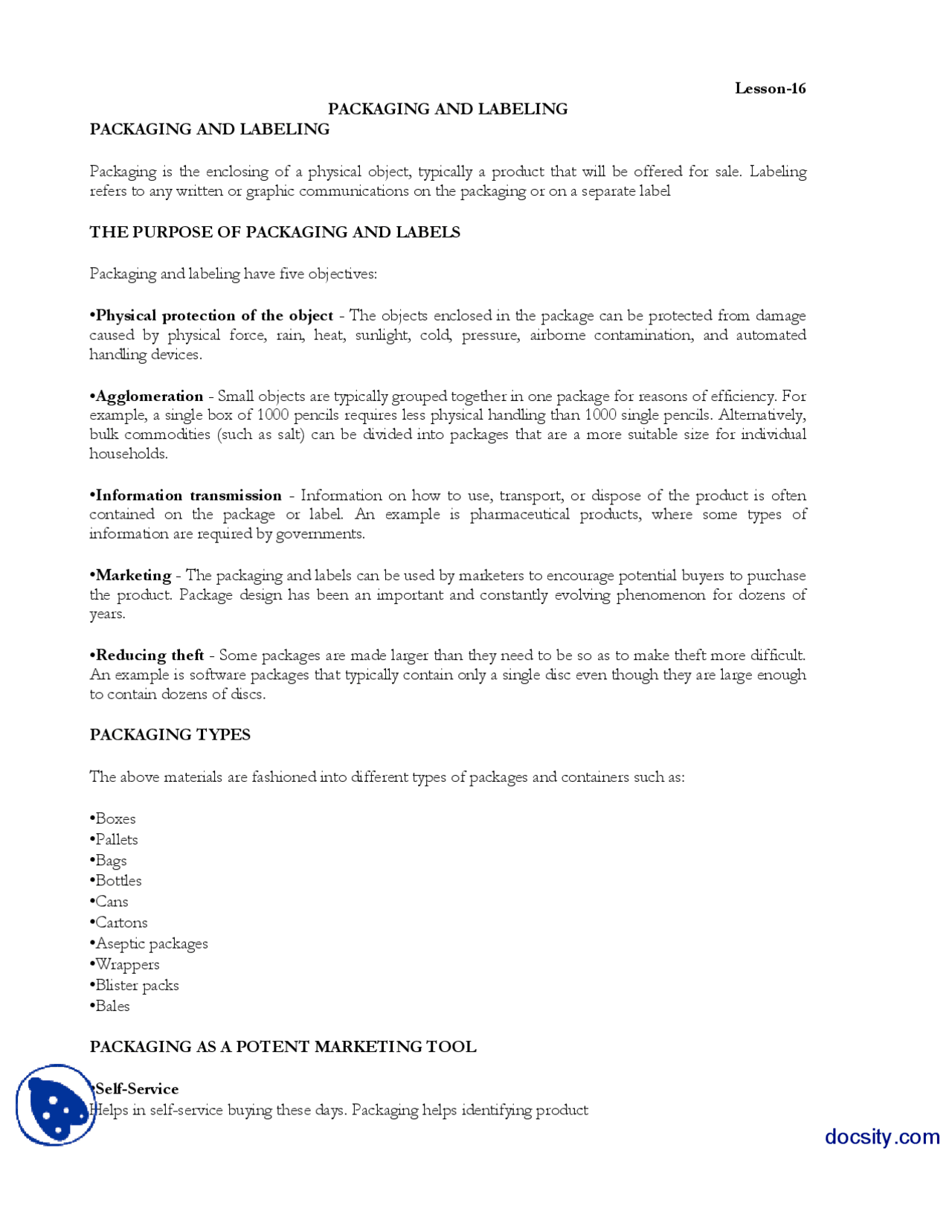 Packaging And Labeling Marketing Managment Lecture Handout Docsity