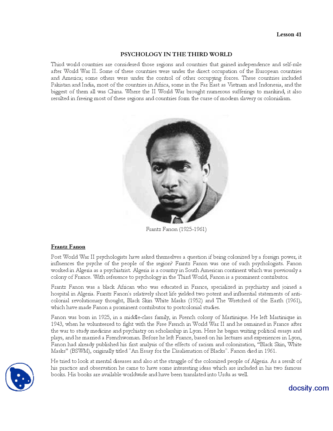 In Third World I History Of Psycology Lecture Handout Docsity