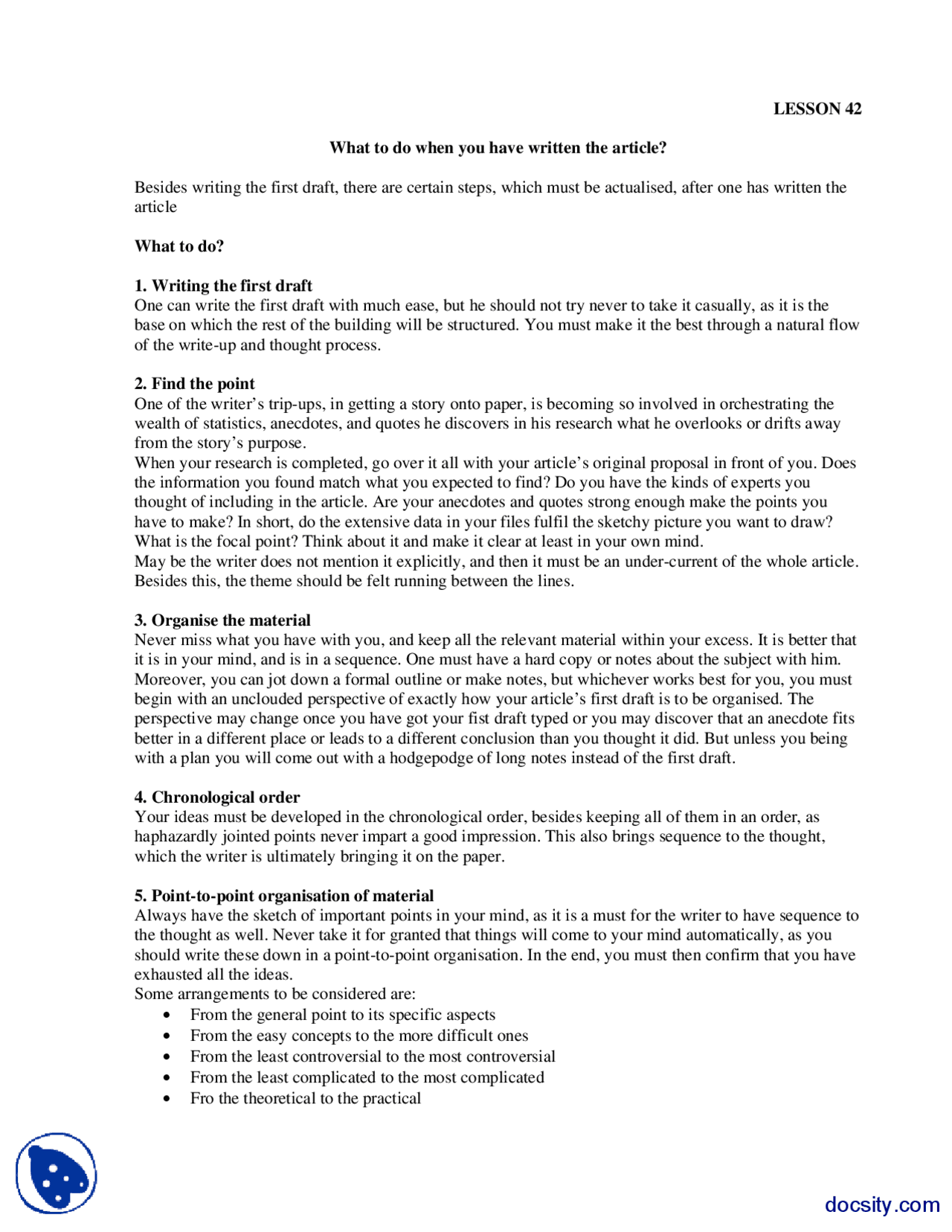What To Do Feature And Coloumn Writing Lecture Handout Docsity