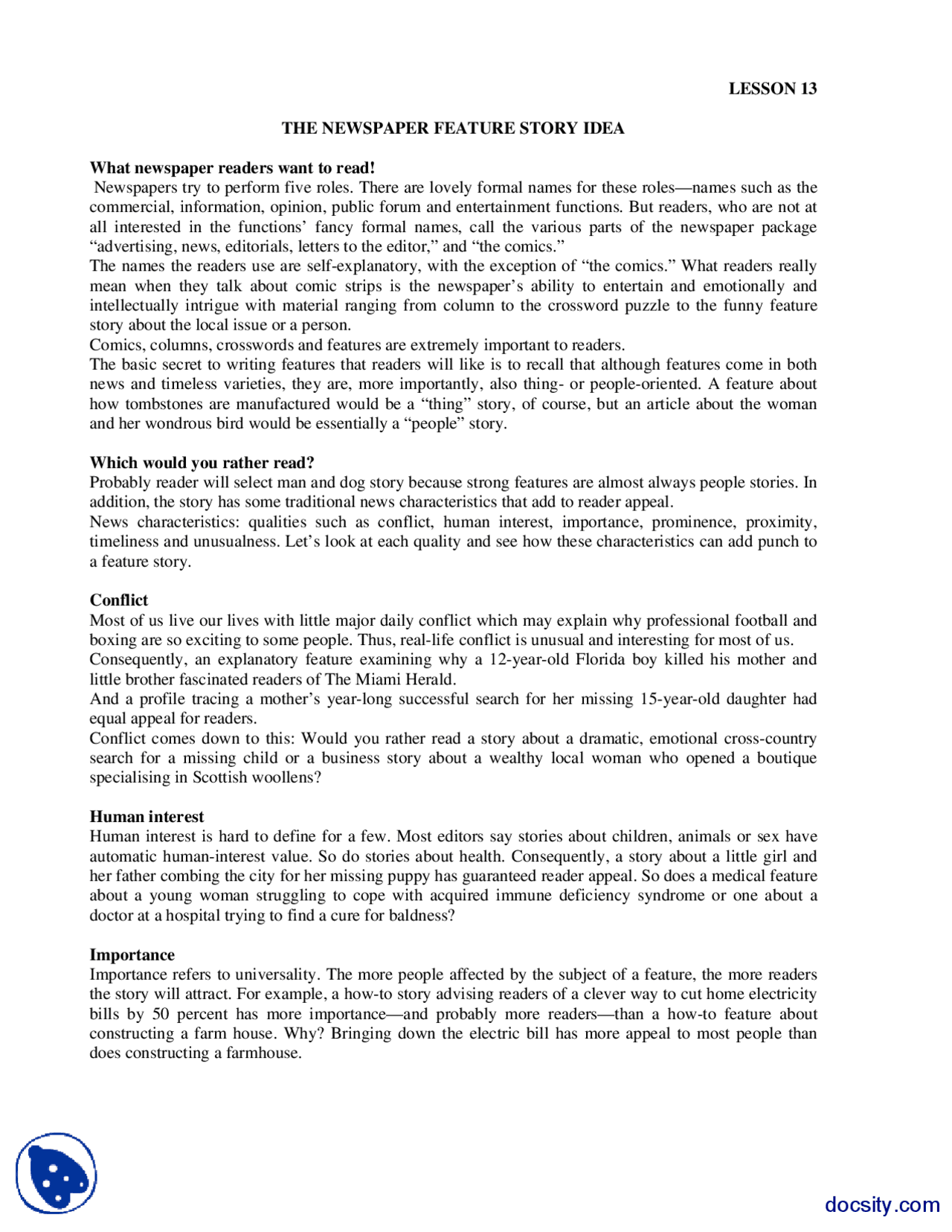 What Newspaper Readers Want To Read Feature And Coloumn Writing