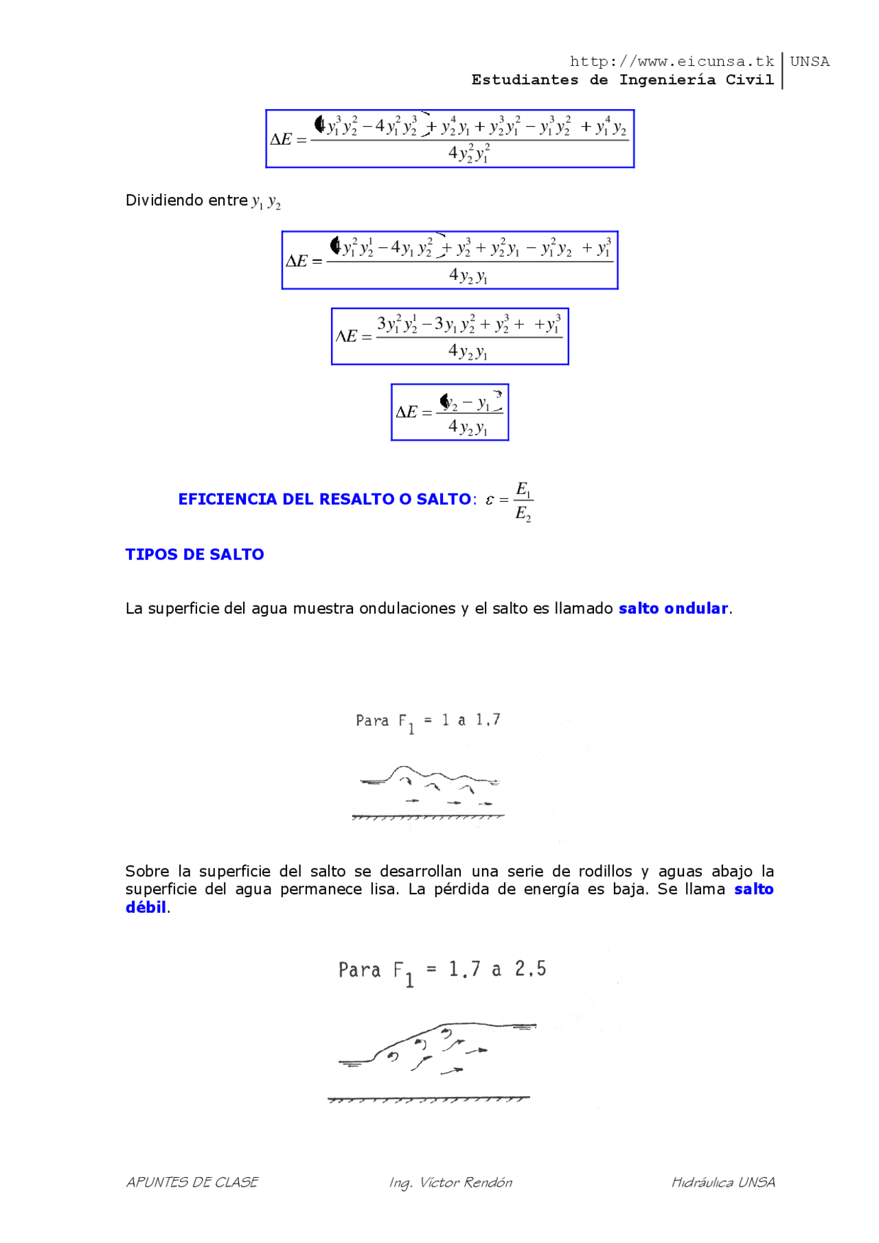 Salto Hidraulico Apuntes Hidrología Parte 6 Docsity