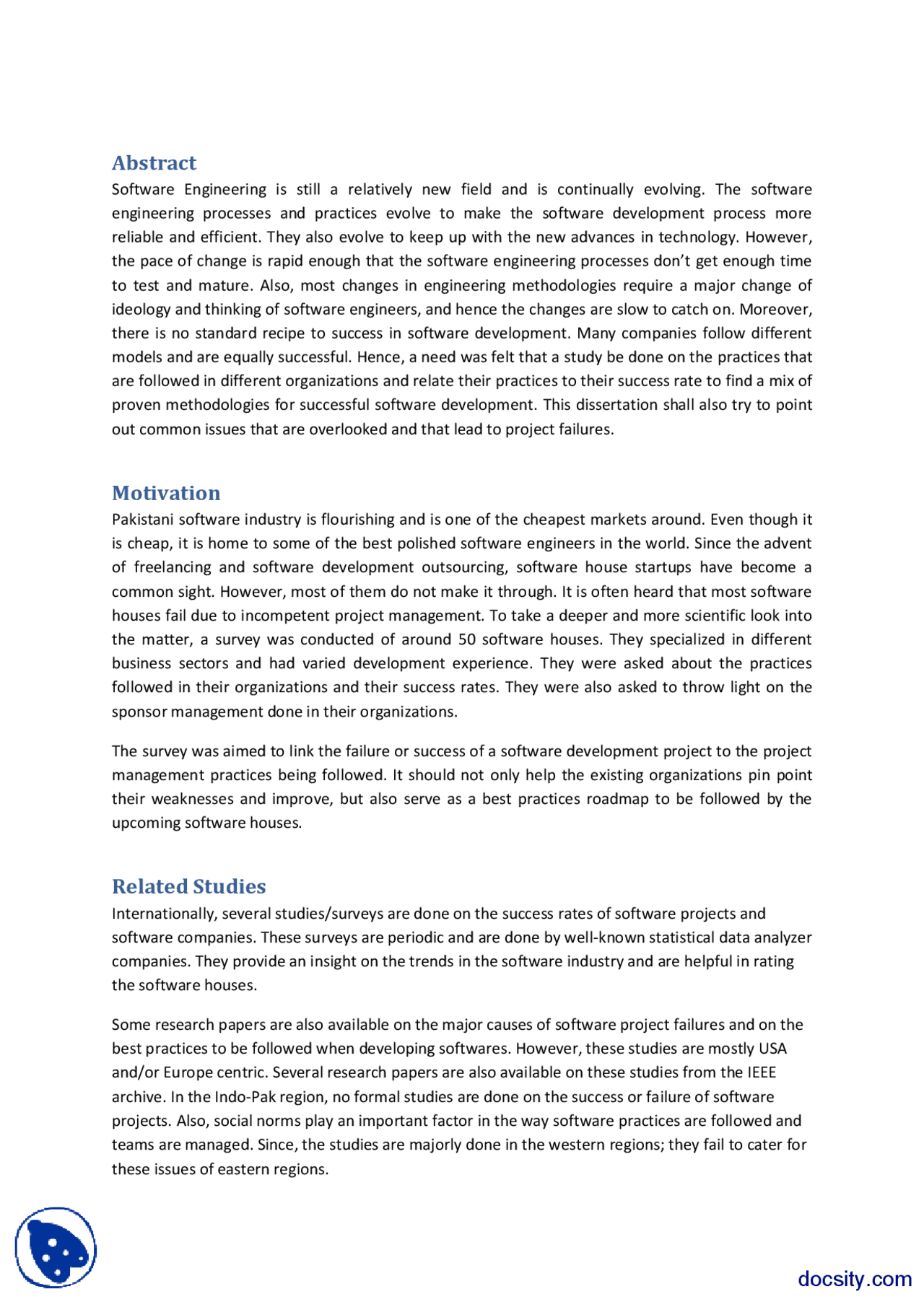 Introduction Software Project Managment Lecture Handout Docsity