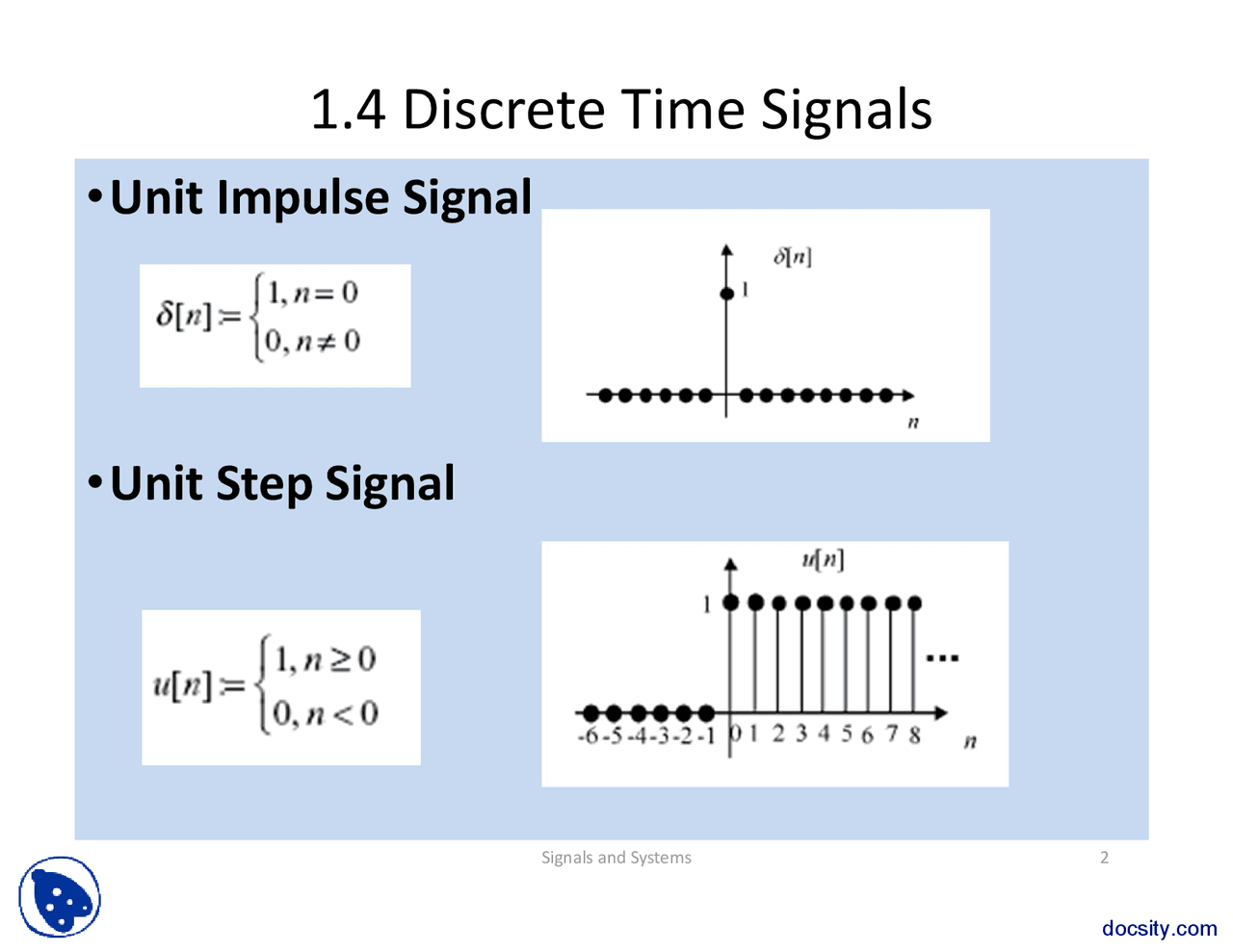 Discrete Time Signals Signals And Systems Lecture Handout Docsity