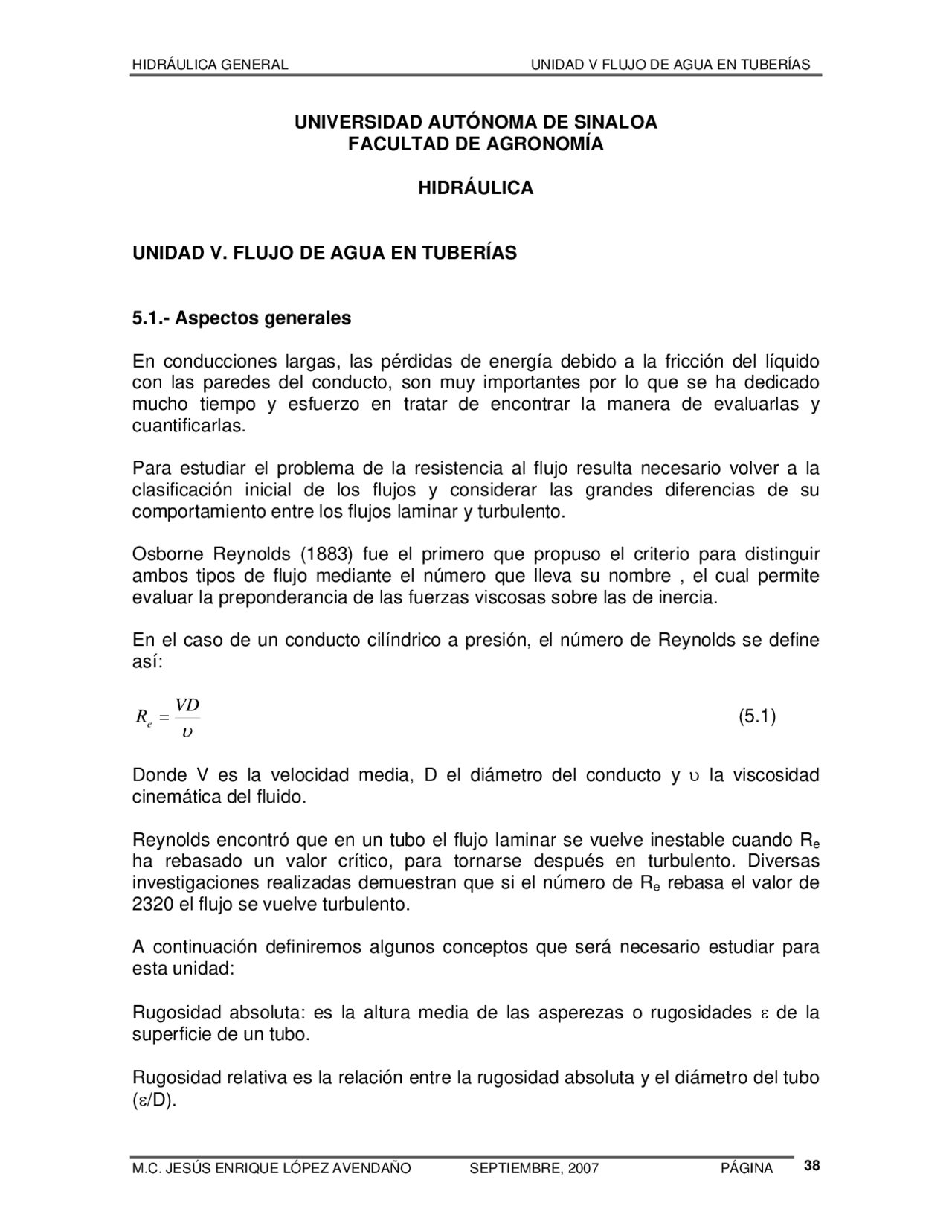 Flujo De Agua En Tuberías Apuntes Hidrología Docsity