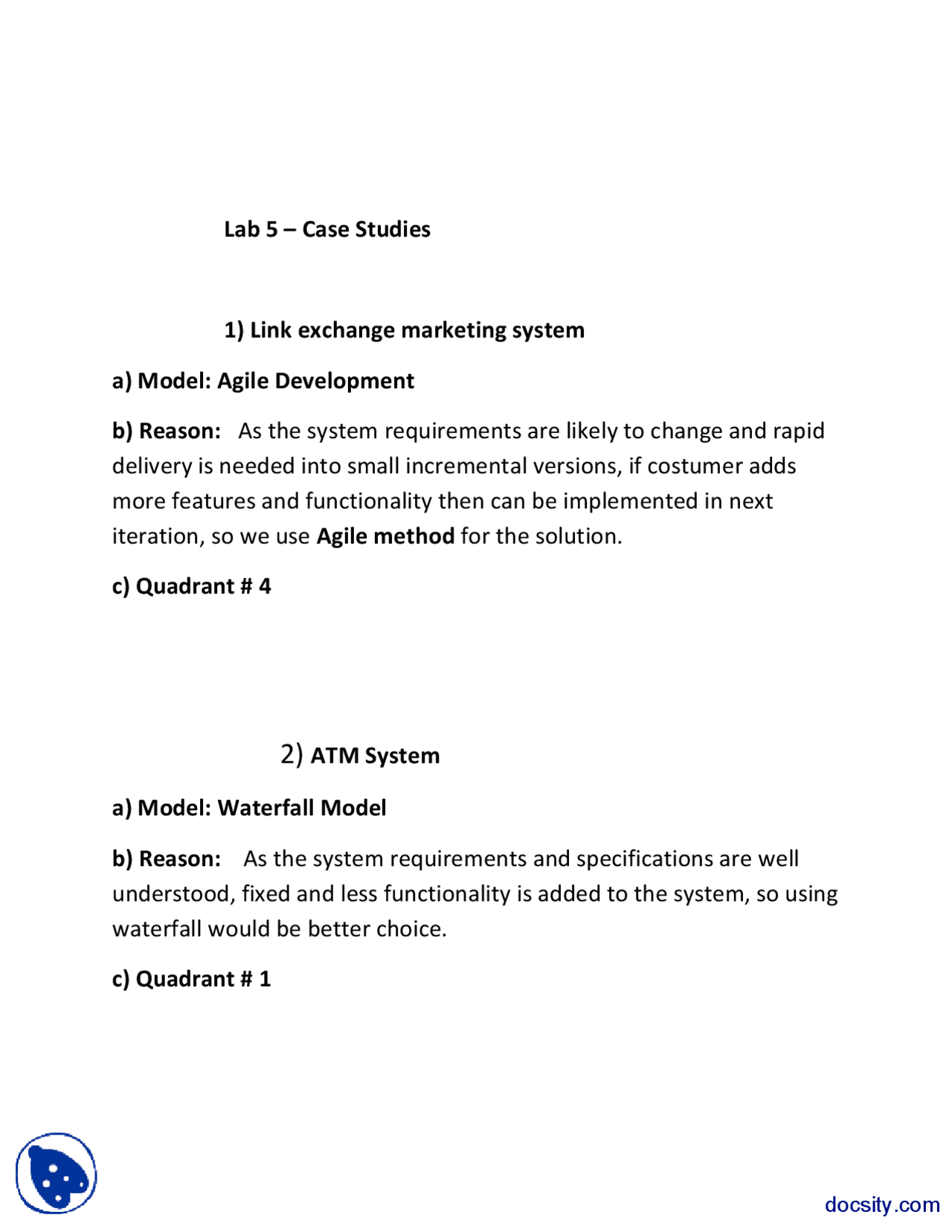 Link Exchange Marketing System Part 8-Software Engineering-Assignment and Solution - Docsity