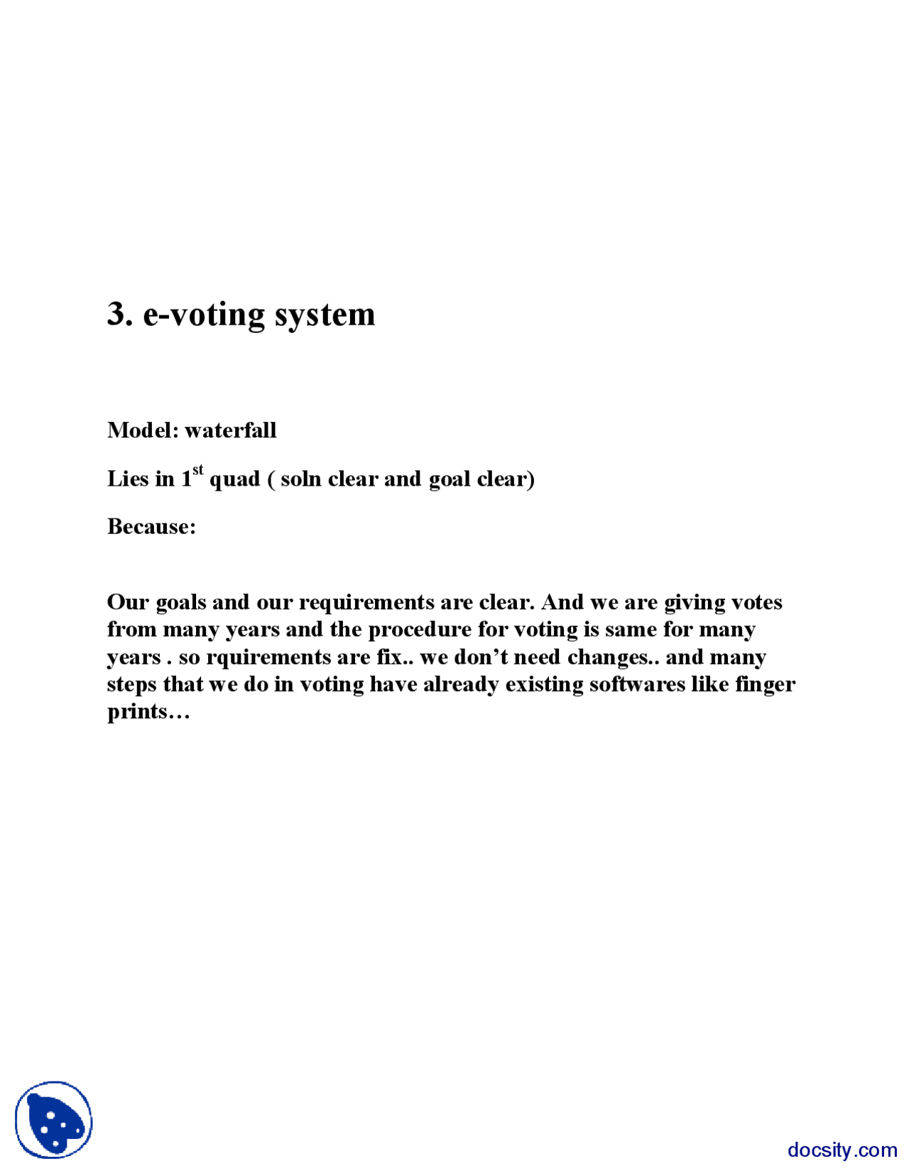 E Voting System Part 1 Basics Of Software Engineering Assignment And
