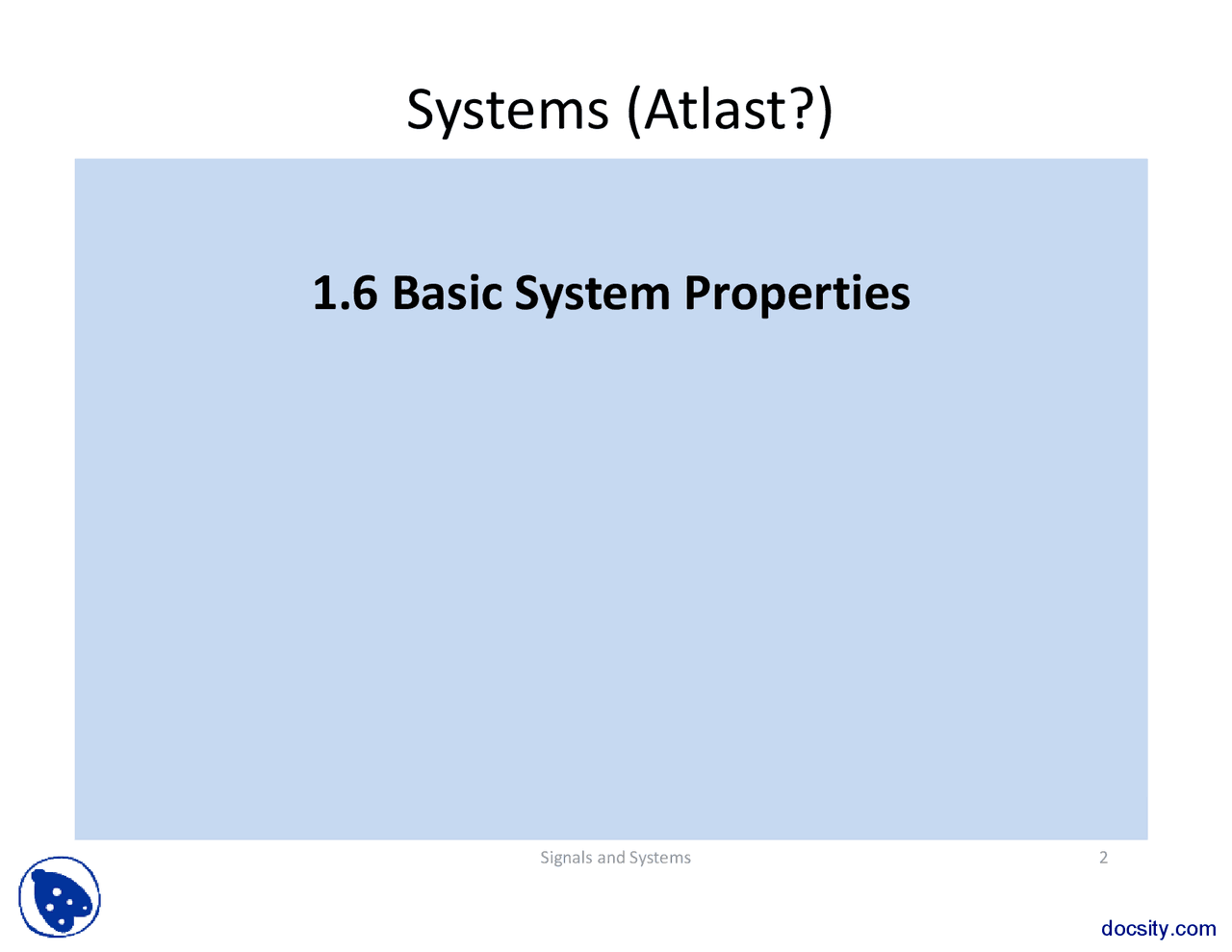 Basic System Properties Signals And Systems Lecture Handout Exercises