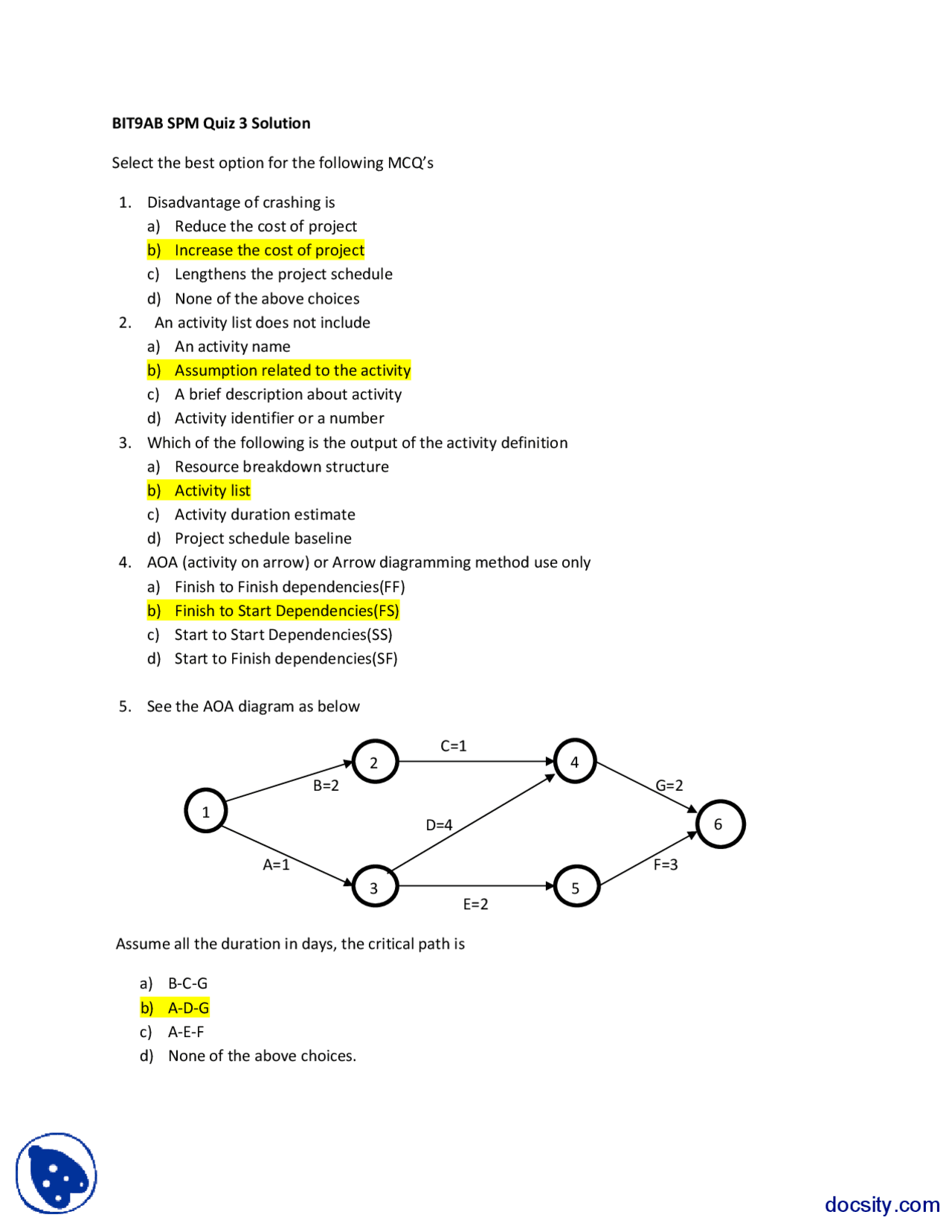 Cost Of Project Software Project Managment Quiz Docsity
