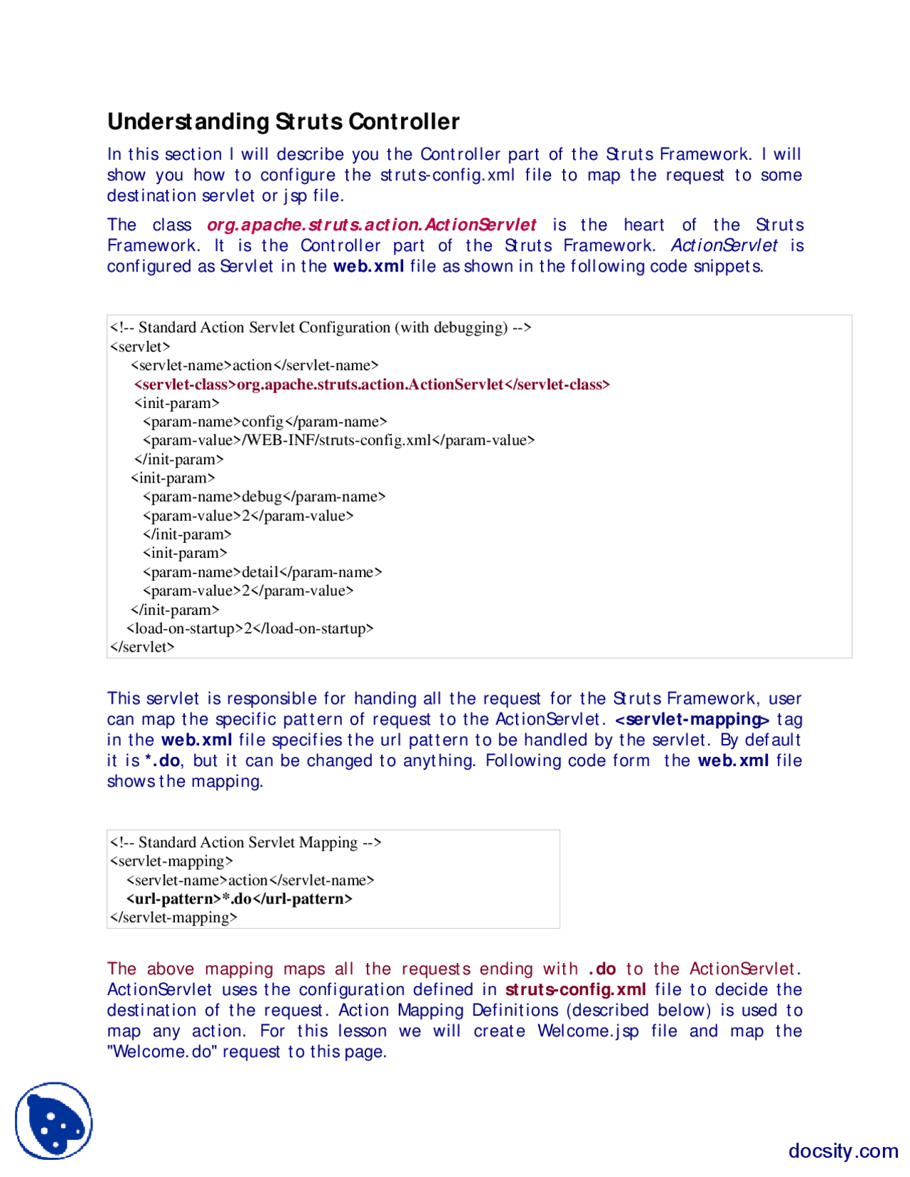 Understanding Struts Controller Java Programming Lecture Handouts Docsity 0033