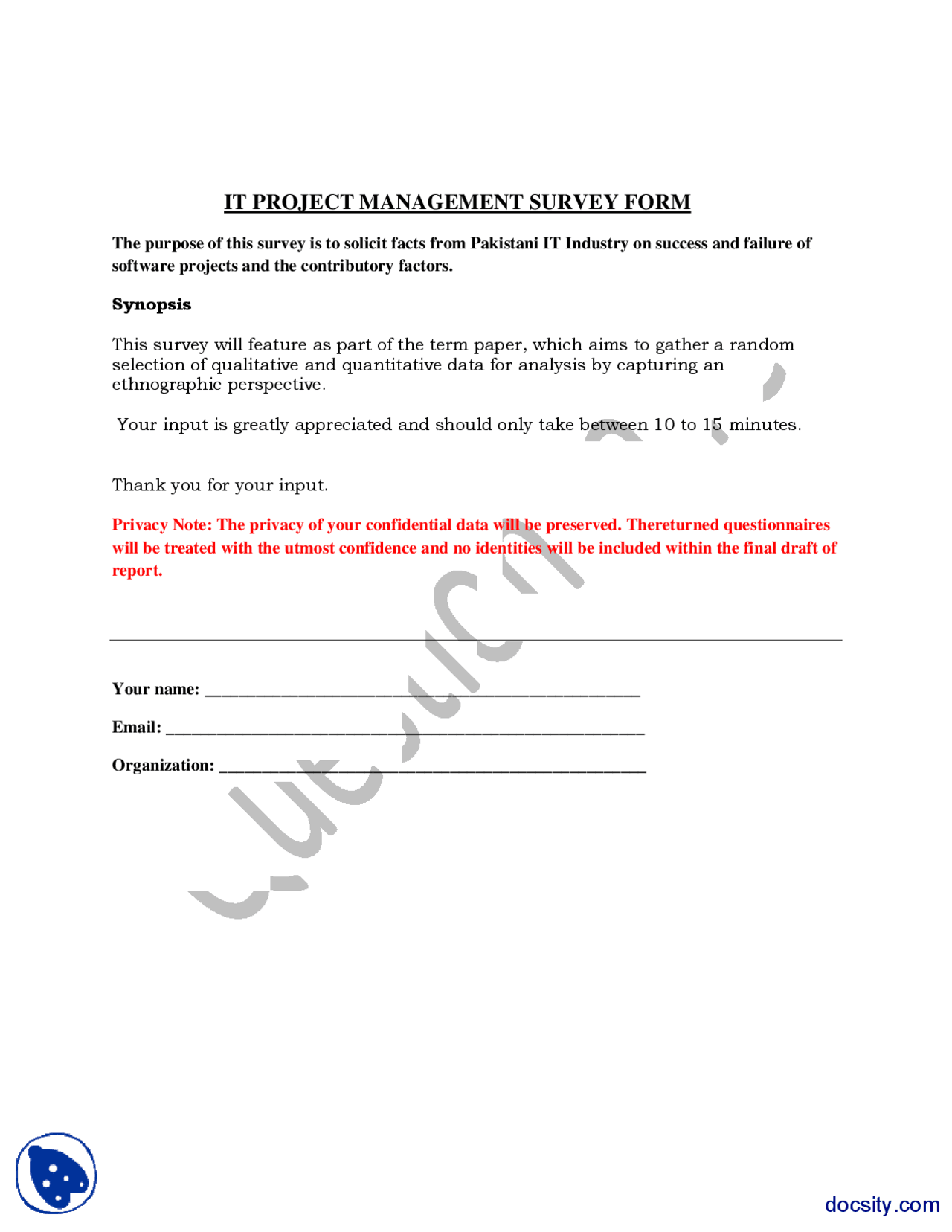 Industry Survey Software Project Managment Lecture Handout Docsity