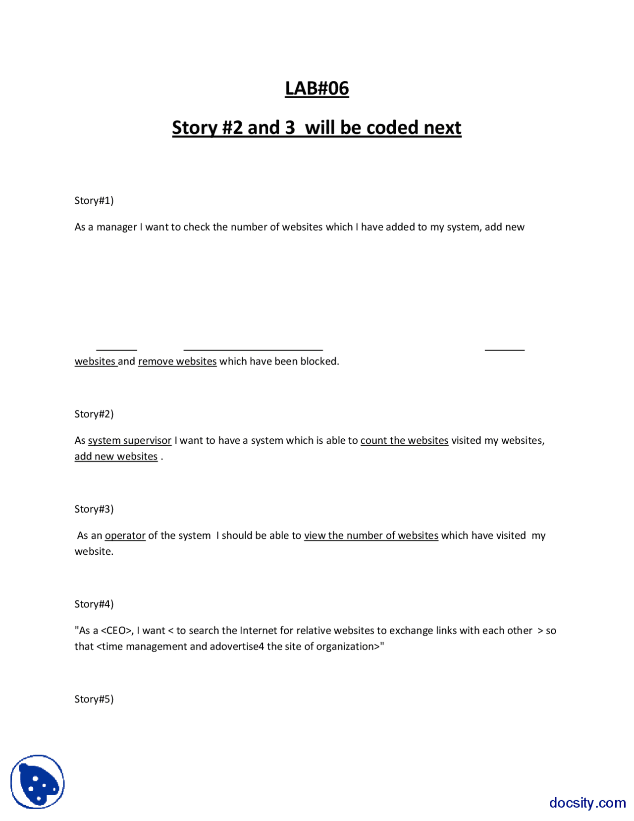 Requirements for a Website Management System | Exercises Software Engineering | Docsity