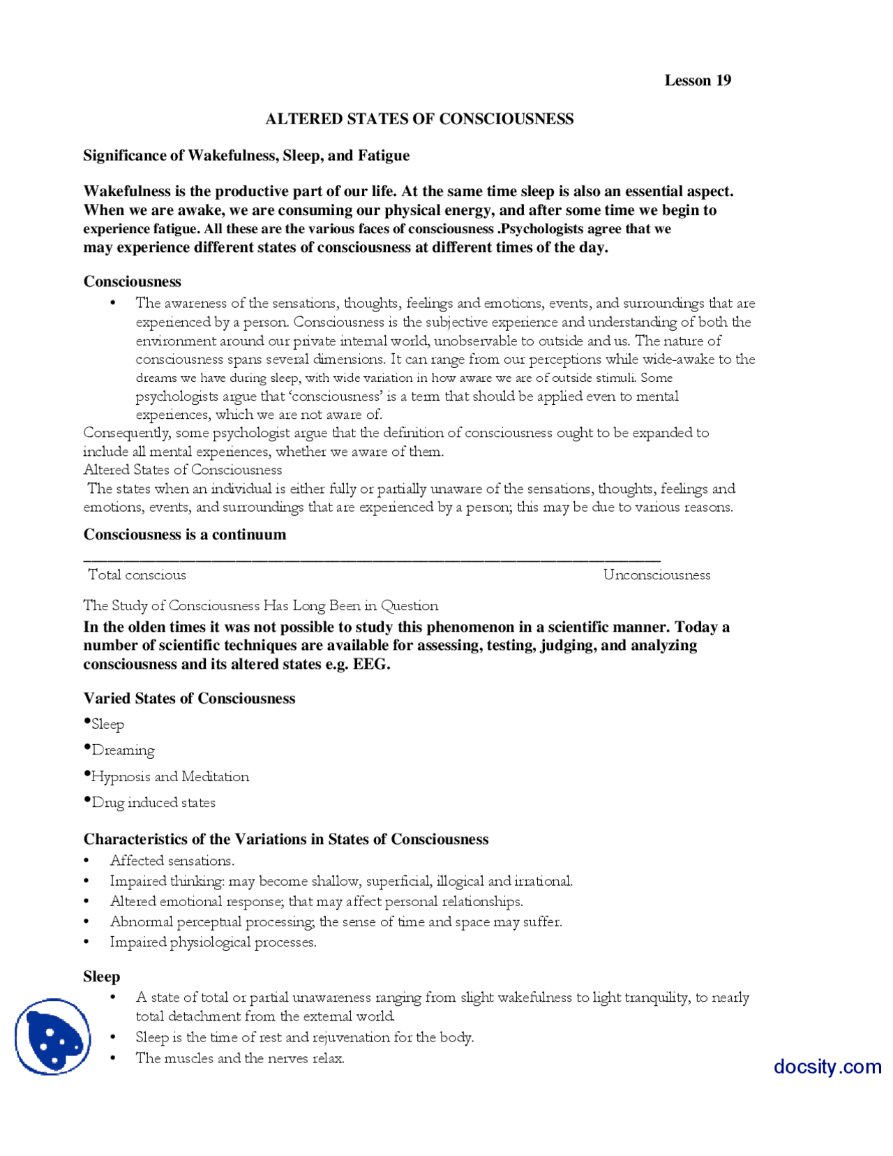 Altered State of Consciousness-Introduction to Psycology-Lecture ...