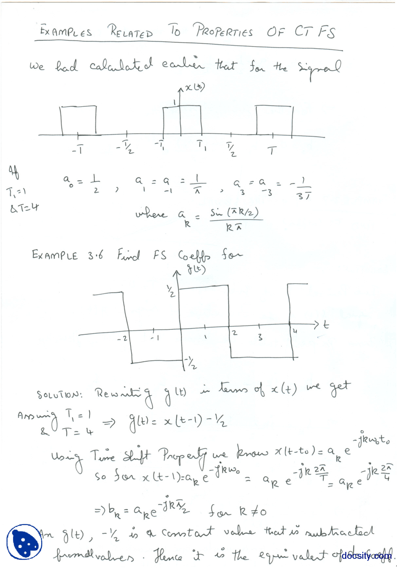 Continuus Time Fourier Series-Signals and Systems-Lecture Handout - Docsity