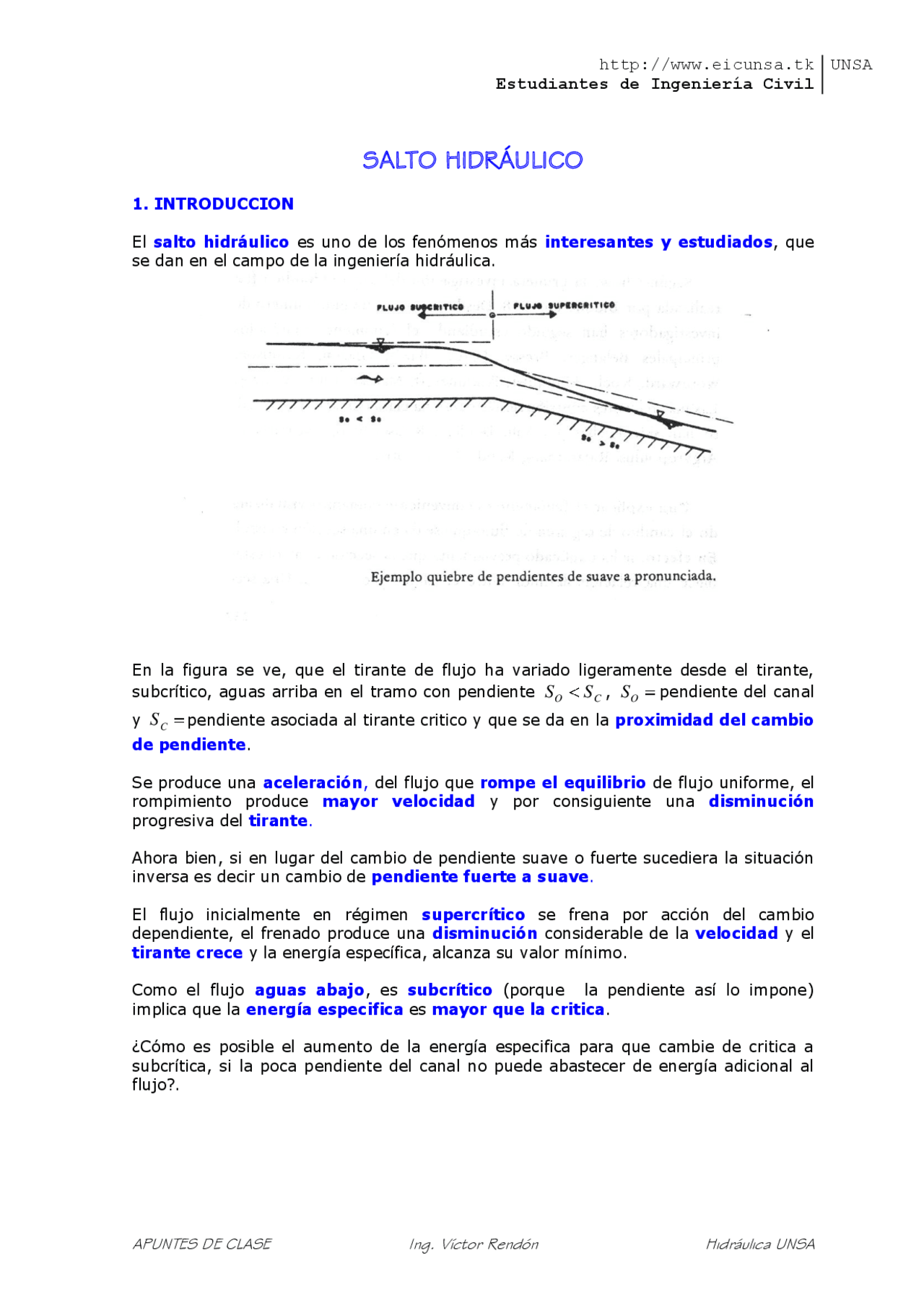 Salto Hidraulico Apuntes Hidrología Parte 1 Docsity