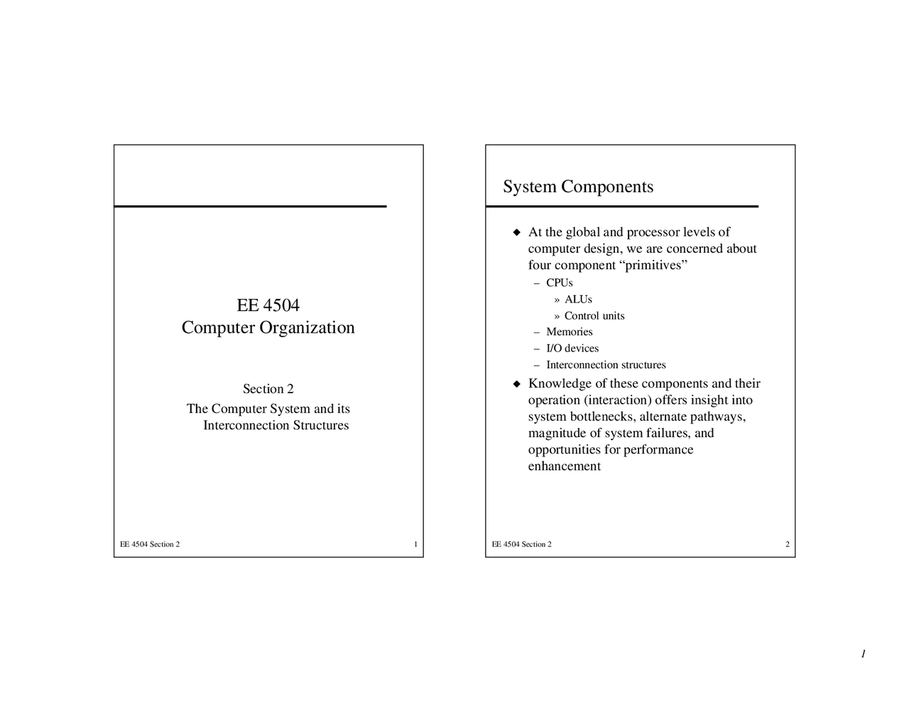 The Computer System And Its Interconnection Structures Docsity