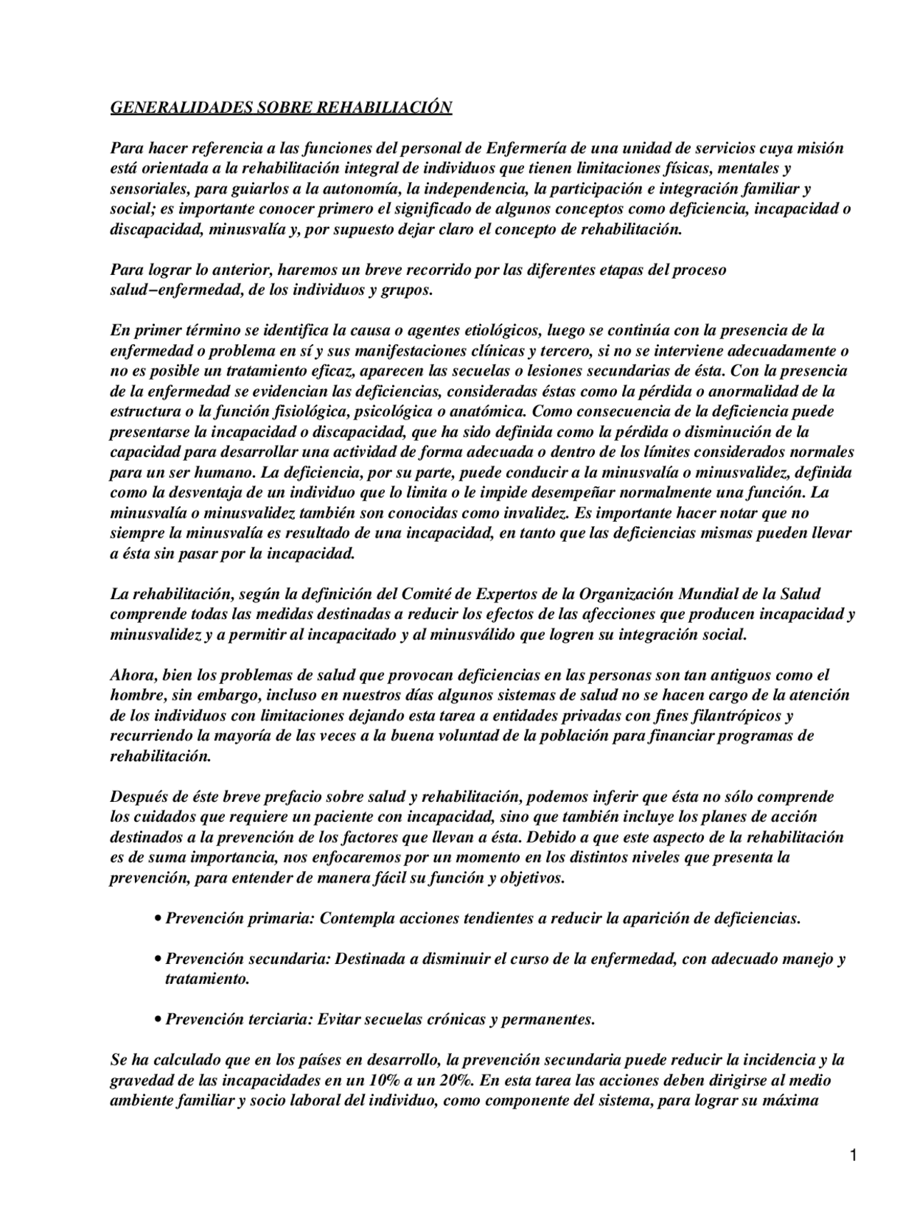 Rehabilitación Apuntes Ciencias De La Salud Docsity