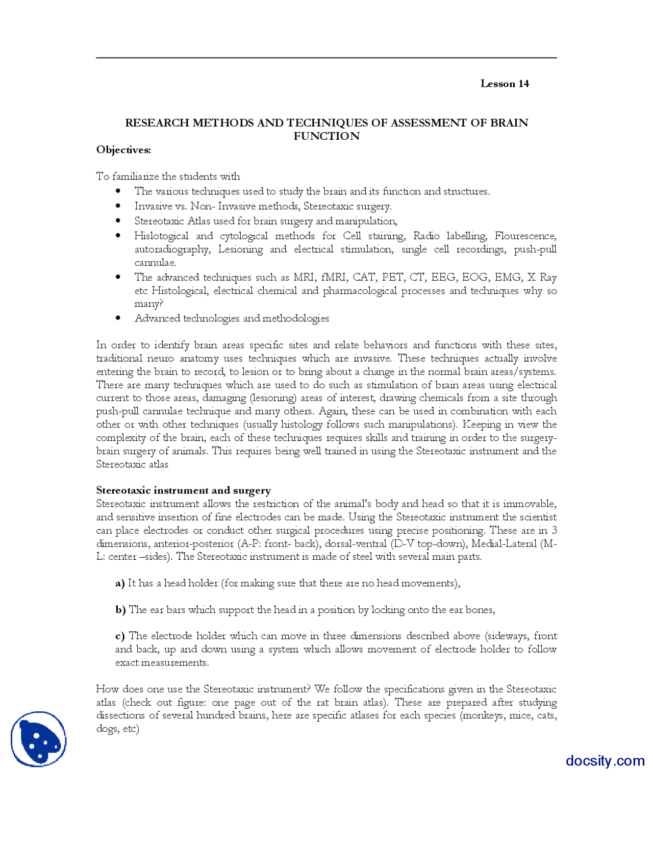 Research Methods And Techniques Of Assessment Of Brain Function 2 ...