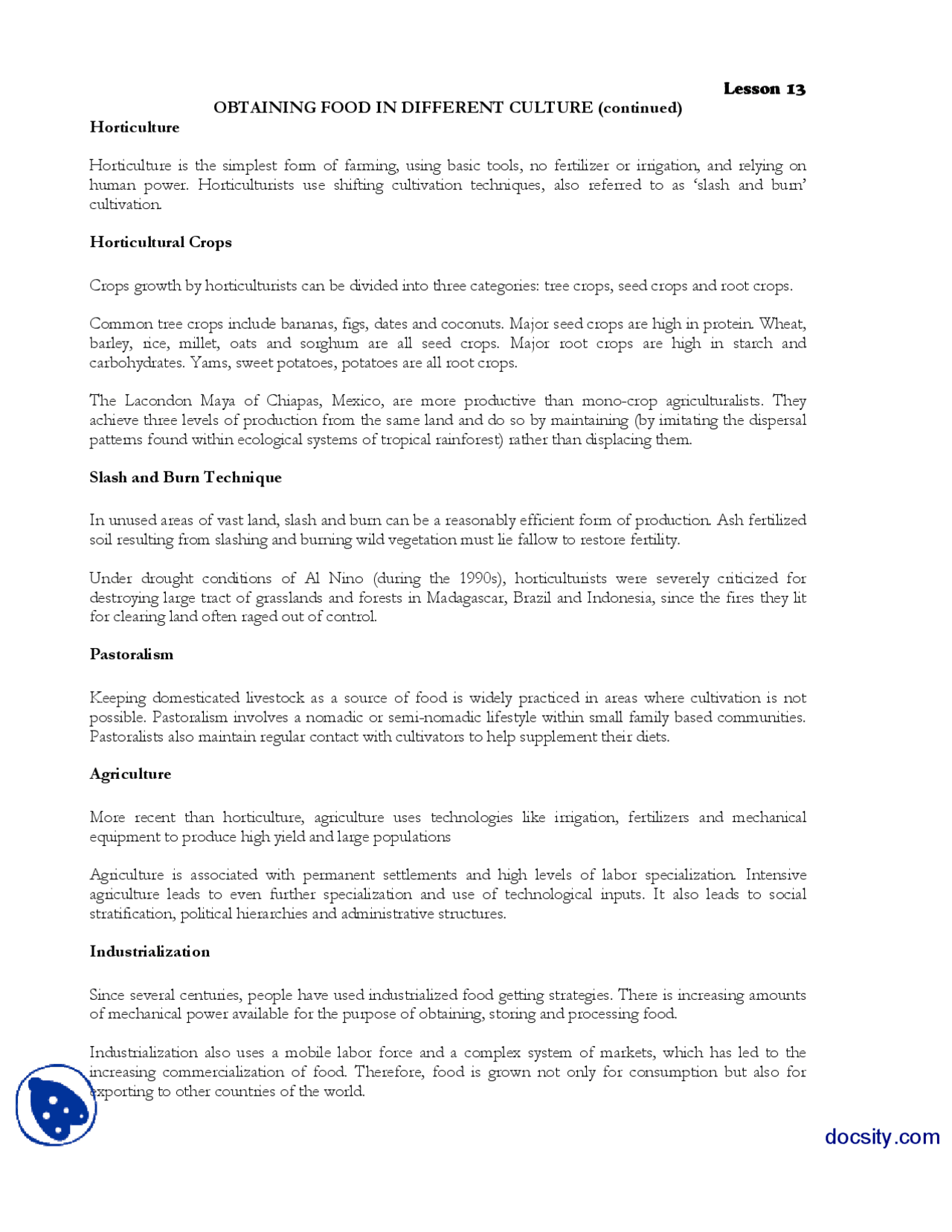 Obtaining Foods in Different Cultures Part2-Introduction to Cultural ...