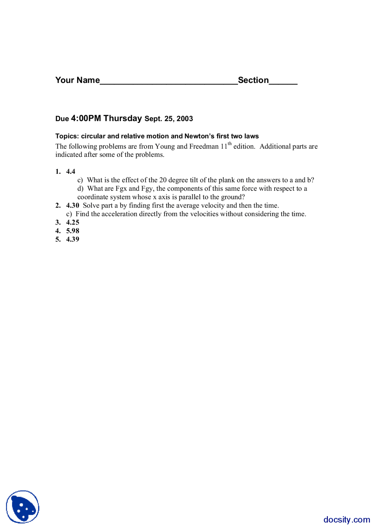 Circular And Relative Motion And Newtons First Two Laws Physics