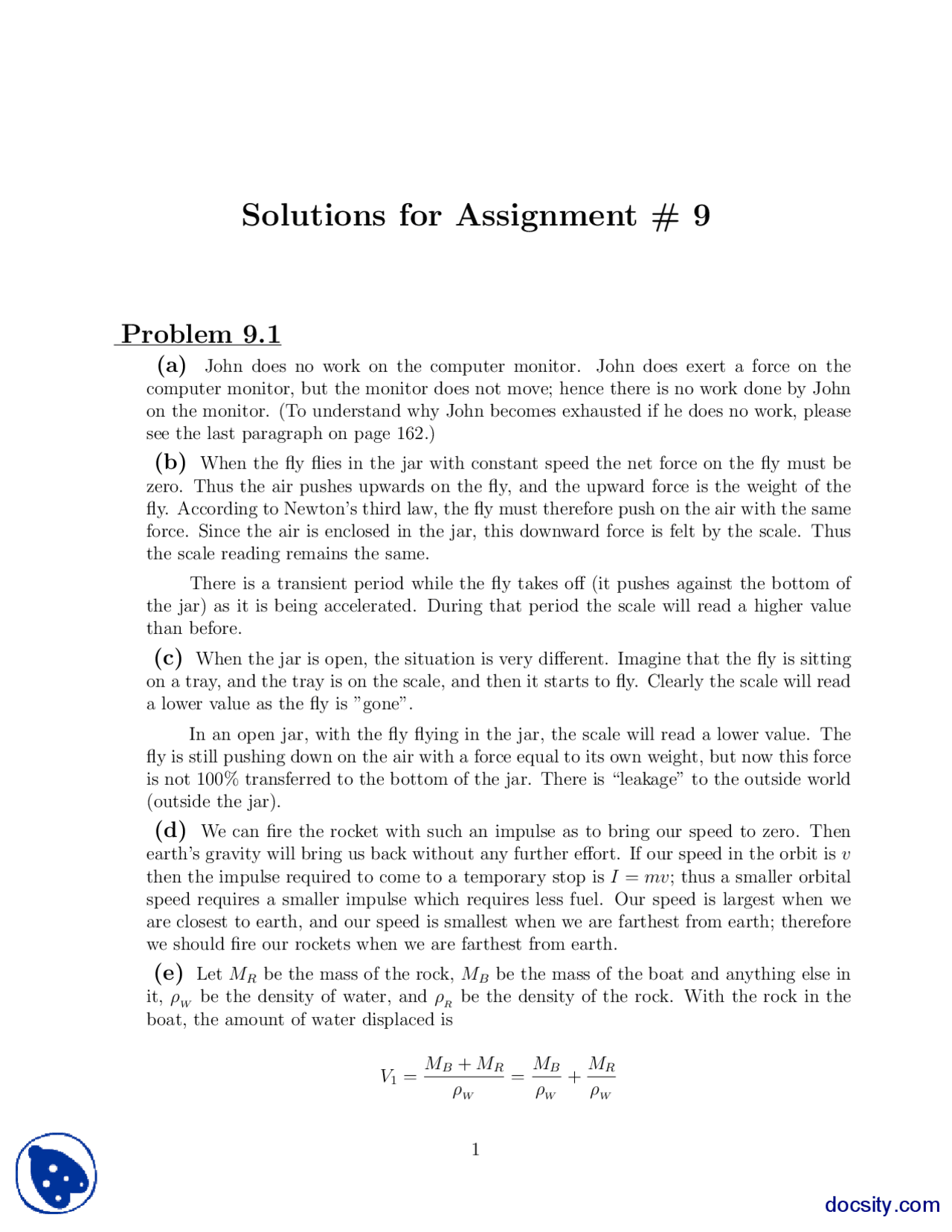 Newtons Third Law Classical Physics Assignments Docsity