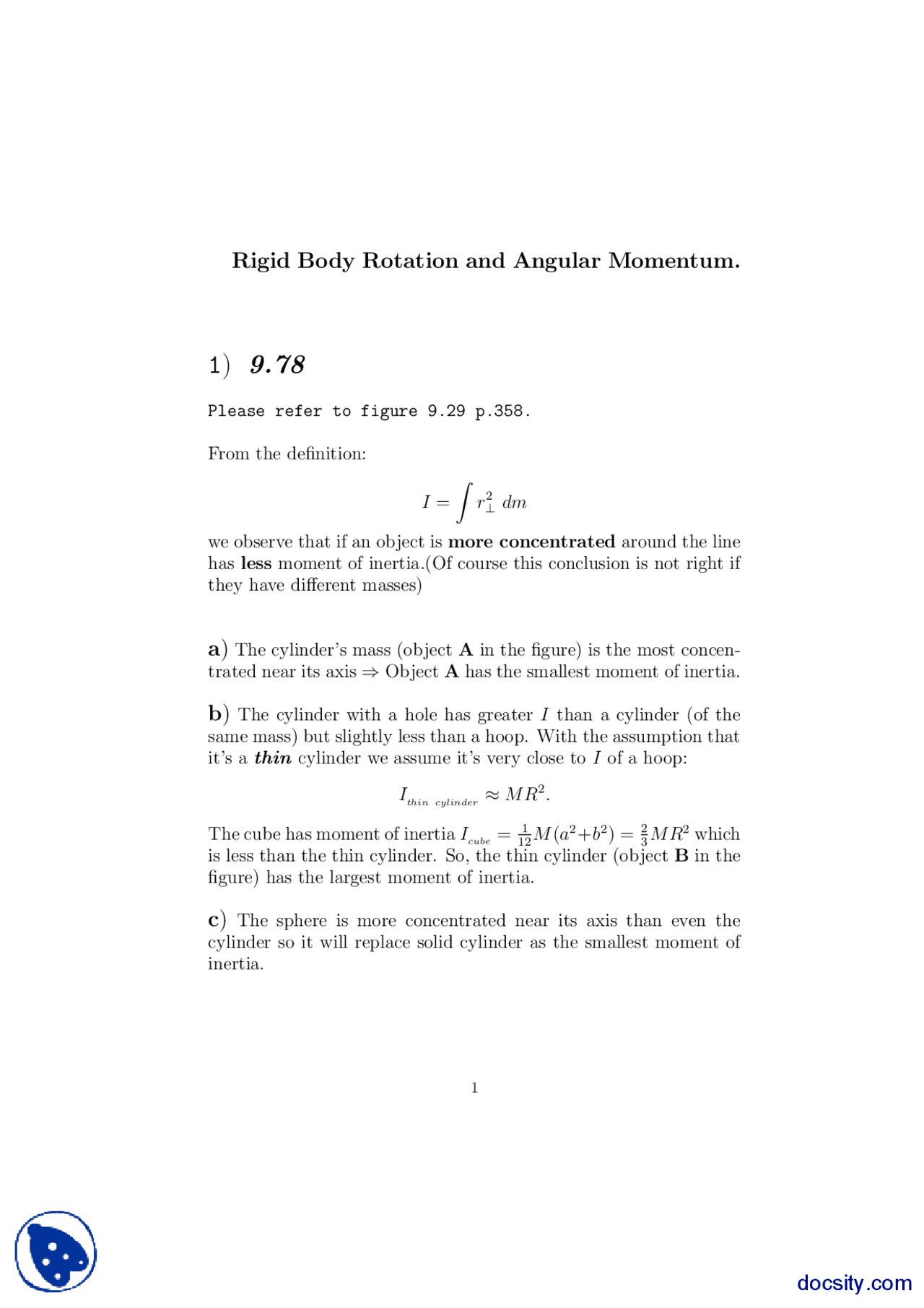 Rigid Body Rotation And Angular Momentum Physics Dynamics Forces And