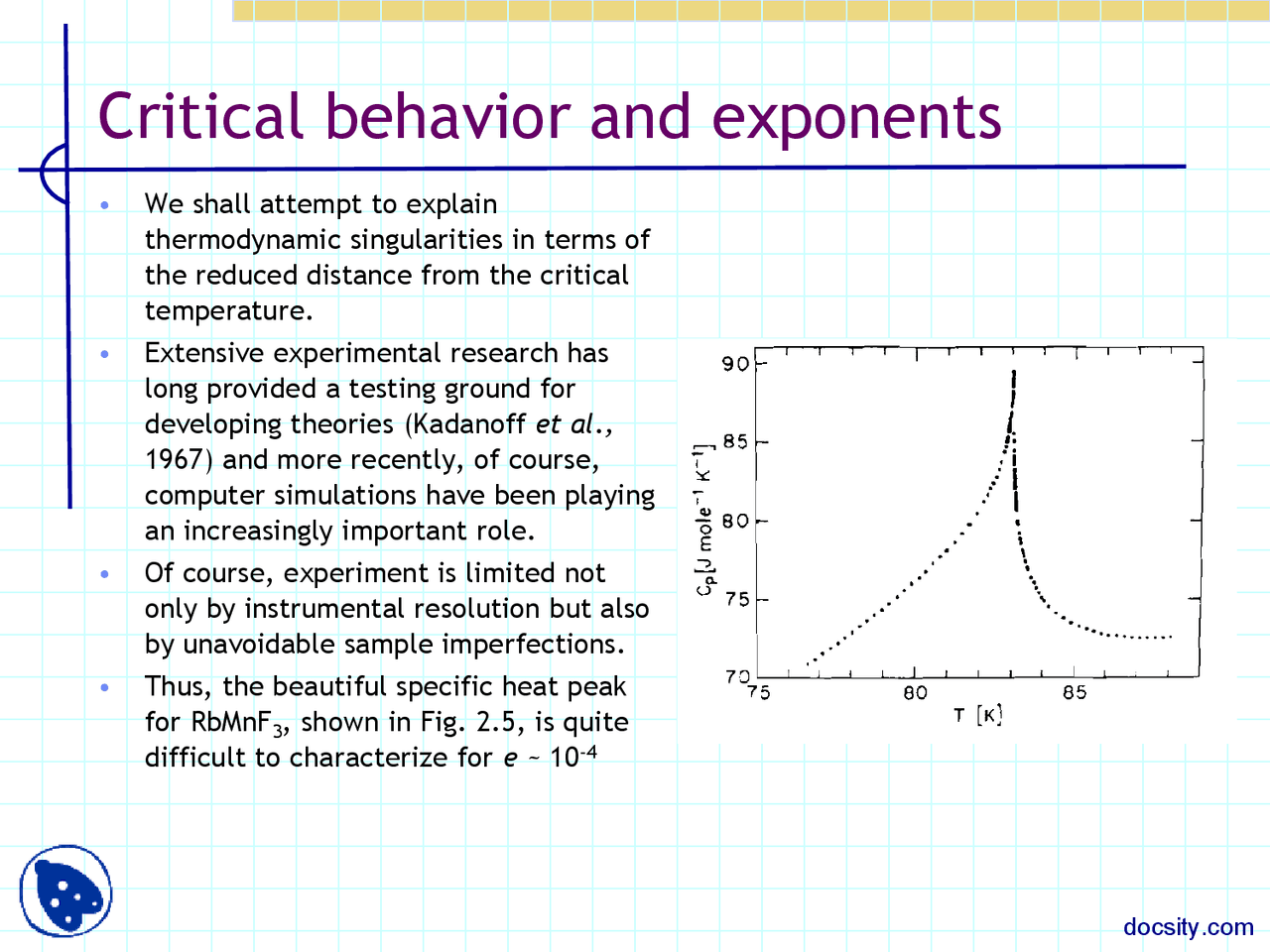 Critical Behavior And Exponents-Computational Physics-Lecture Slides - Docsity