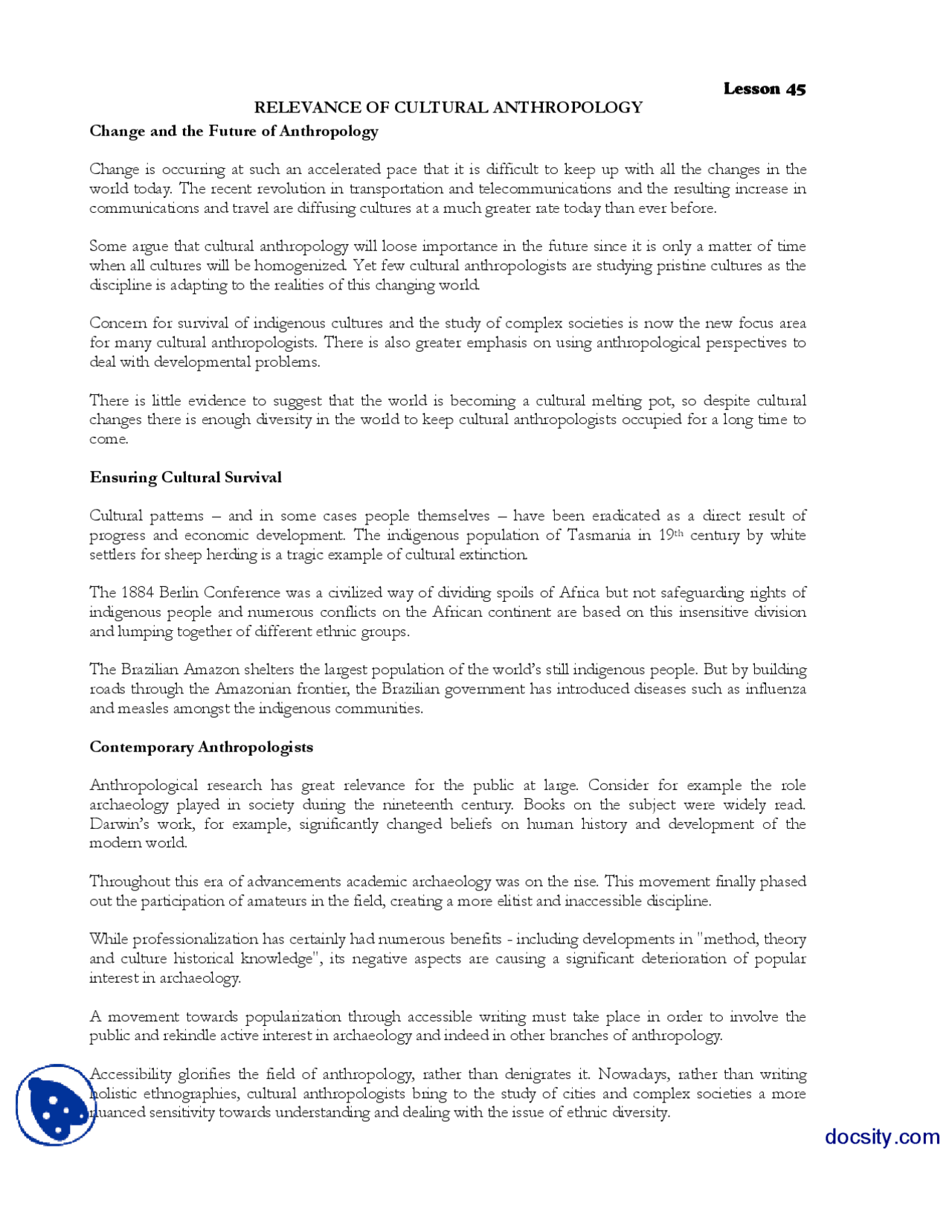 Relevance of Cultural Anthropology-Introduction to Cultural ...