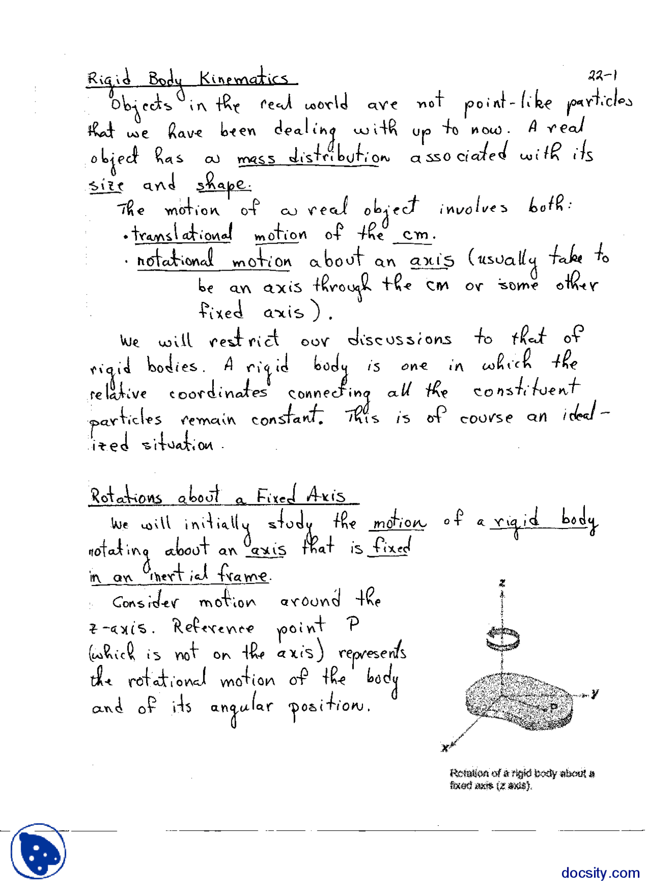 Rigid Body Physics Lecture Notes Docsity