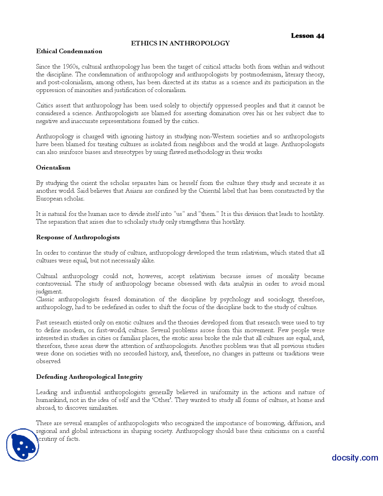 Ethics in Anthropology-Introduction to Cultural Anthropology-Lecture ...