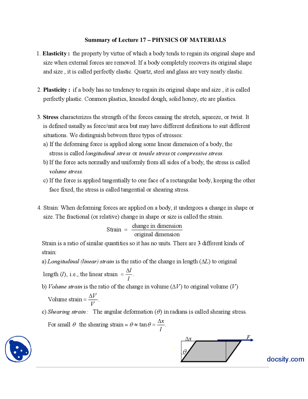 Physics Of Materials Classical Physics Handouts Docsity