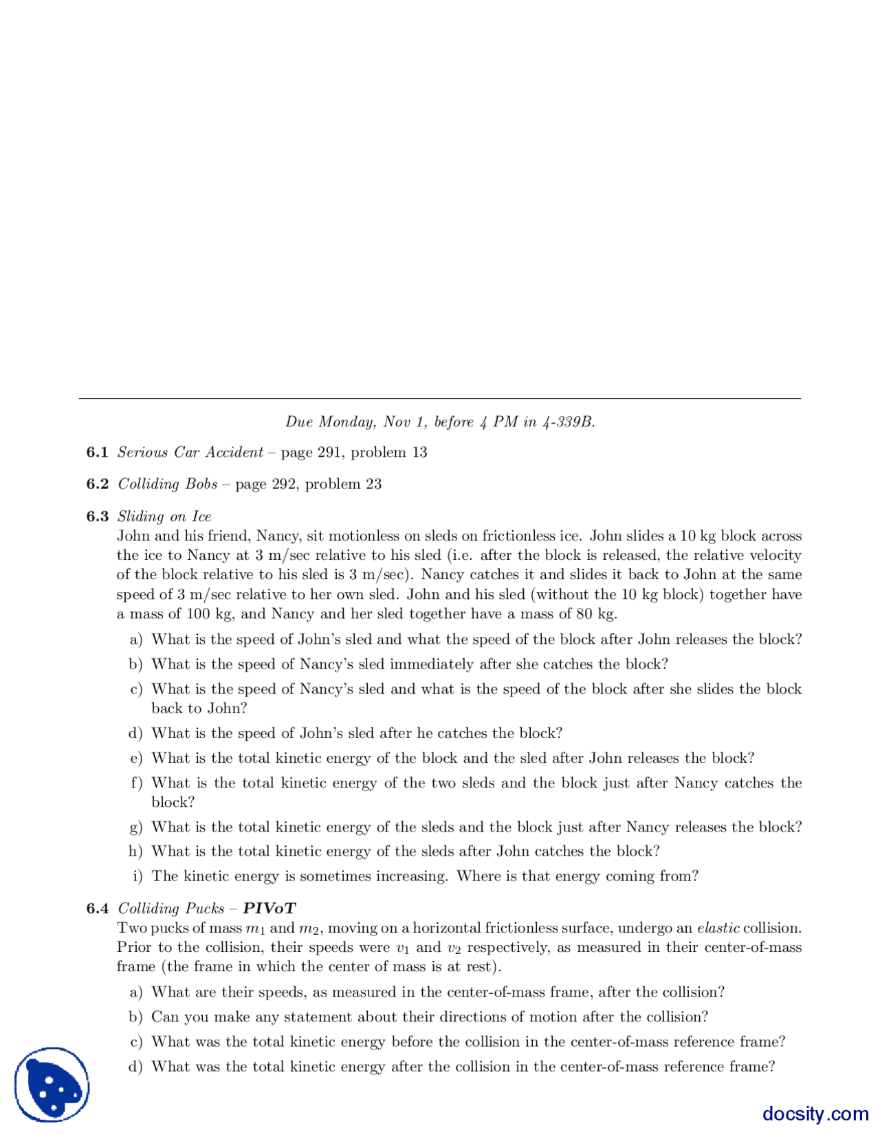 Serious Car Accident Classical Physics Assignments Docsity