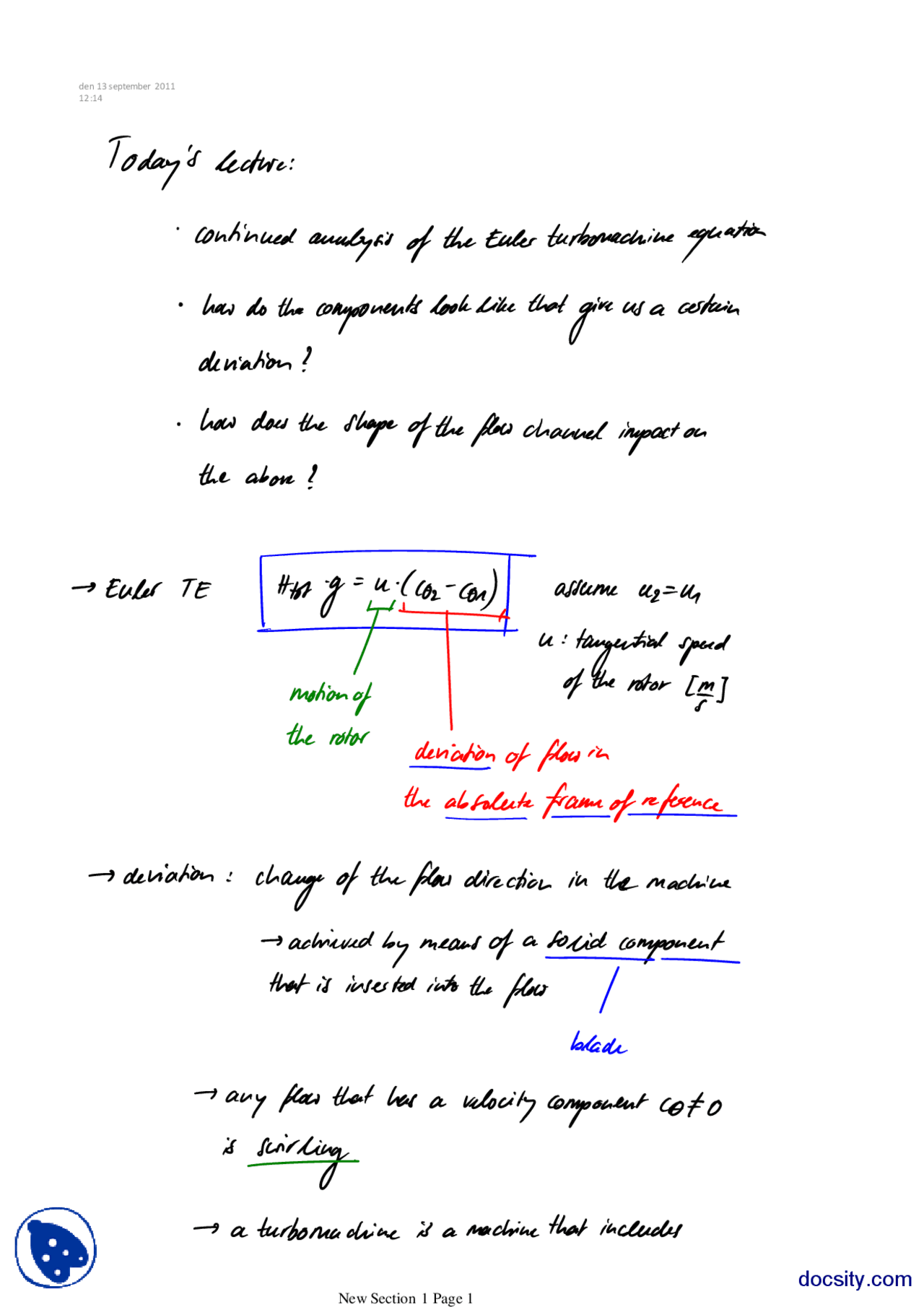 Euler Transformation Classical Physics Lecture Notes Docsity