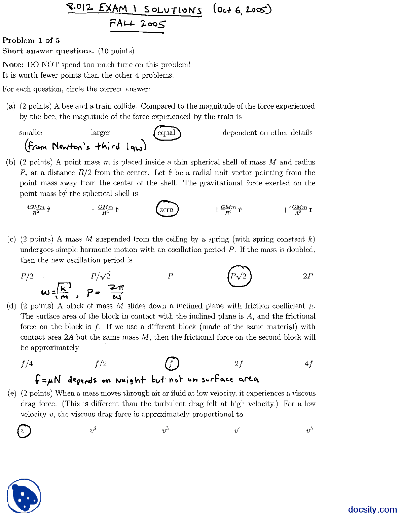 Train Collision Classical Physics Exam Solution Docsity