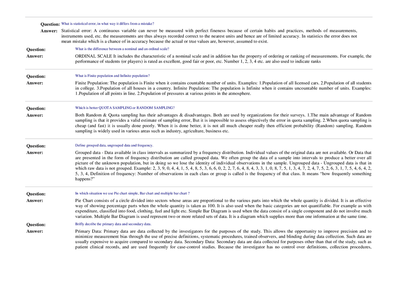 Statistical Error Statistics Solved Assignments Exercices