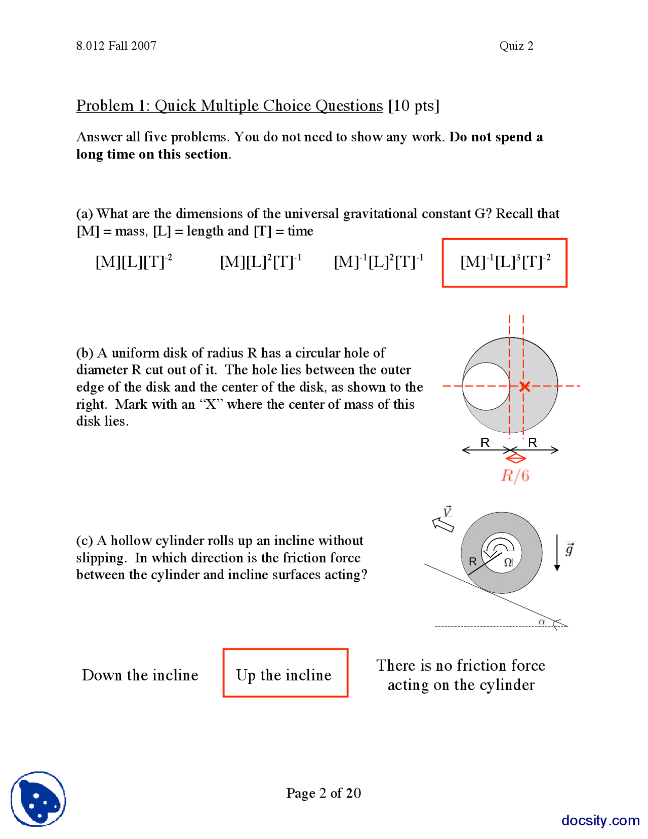 Mcqs Iii Classical Physics Exam Solution Docsity