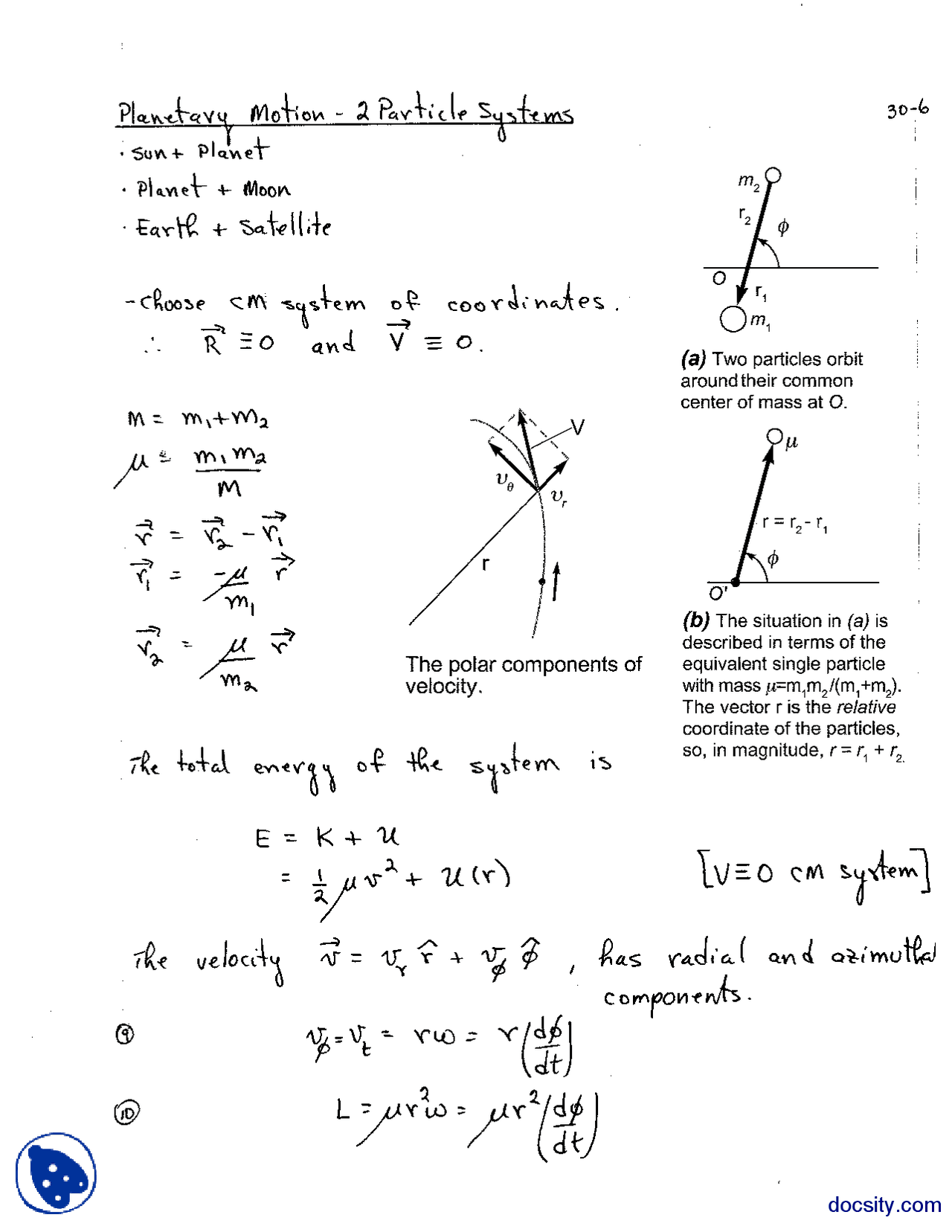 Planetary Motion In 2p Physics Lecture Notes Docsity