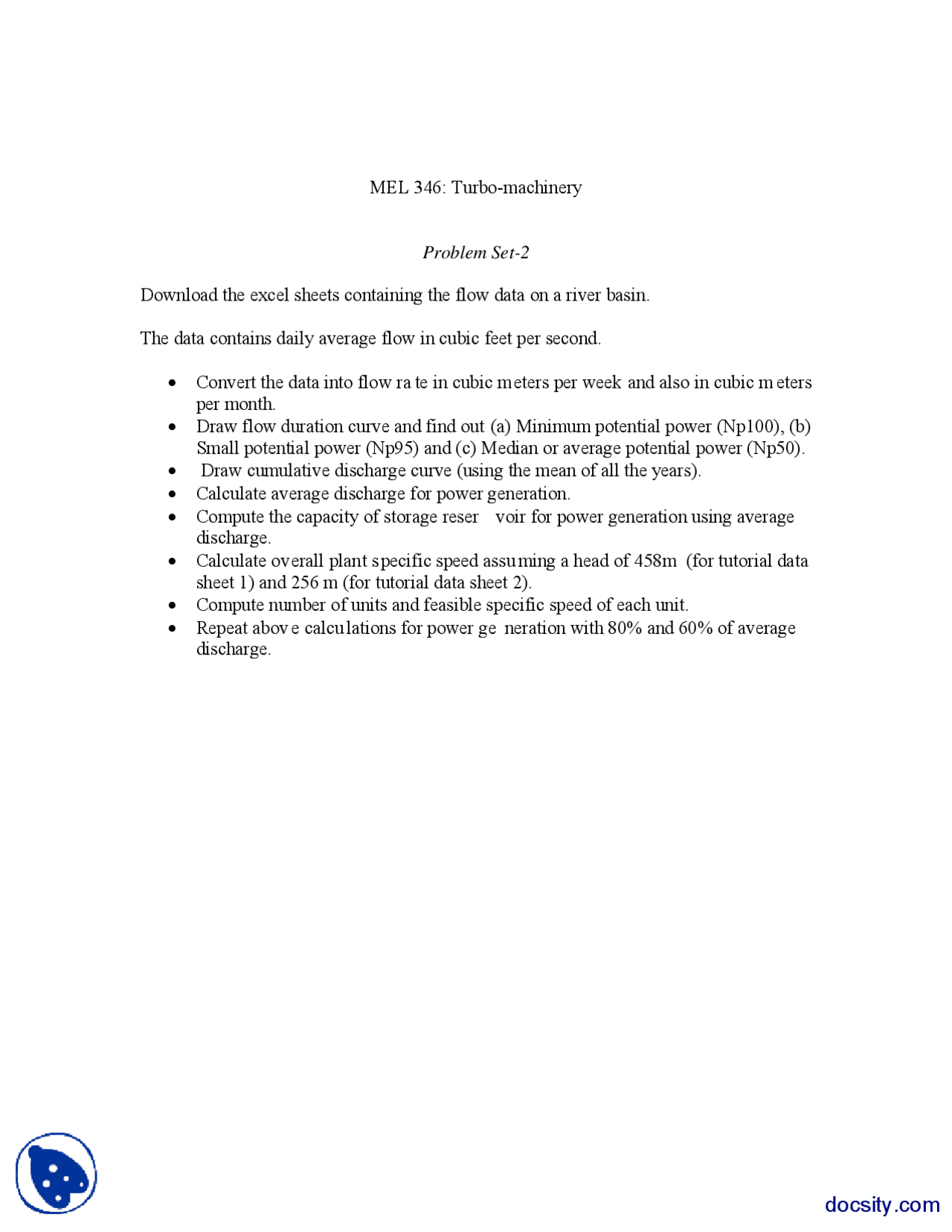 Turbo Machinery Turbomecines Assignment Docsity