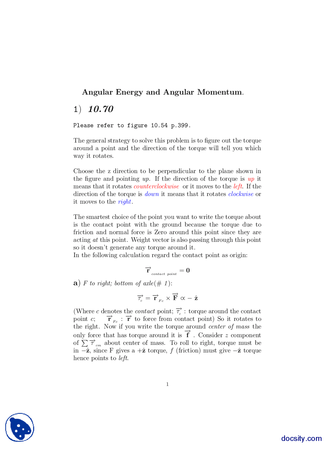 Angular Energy And Angular Momentum - Docsity