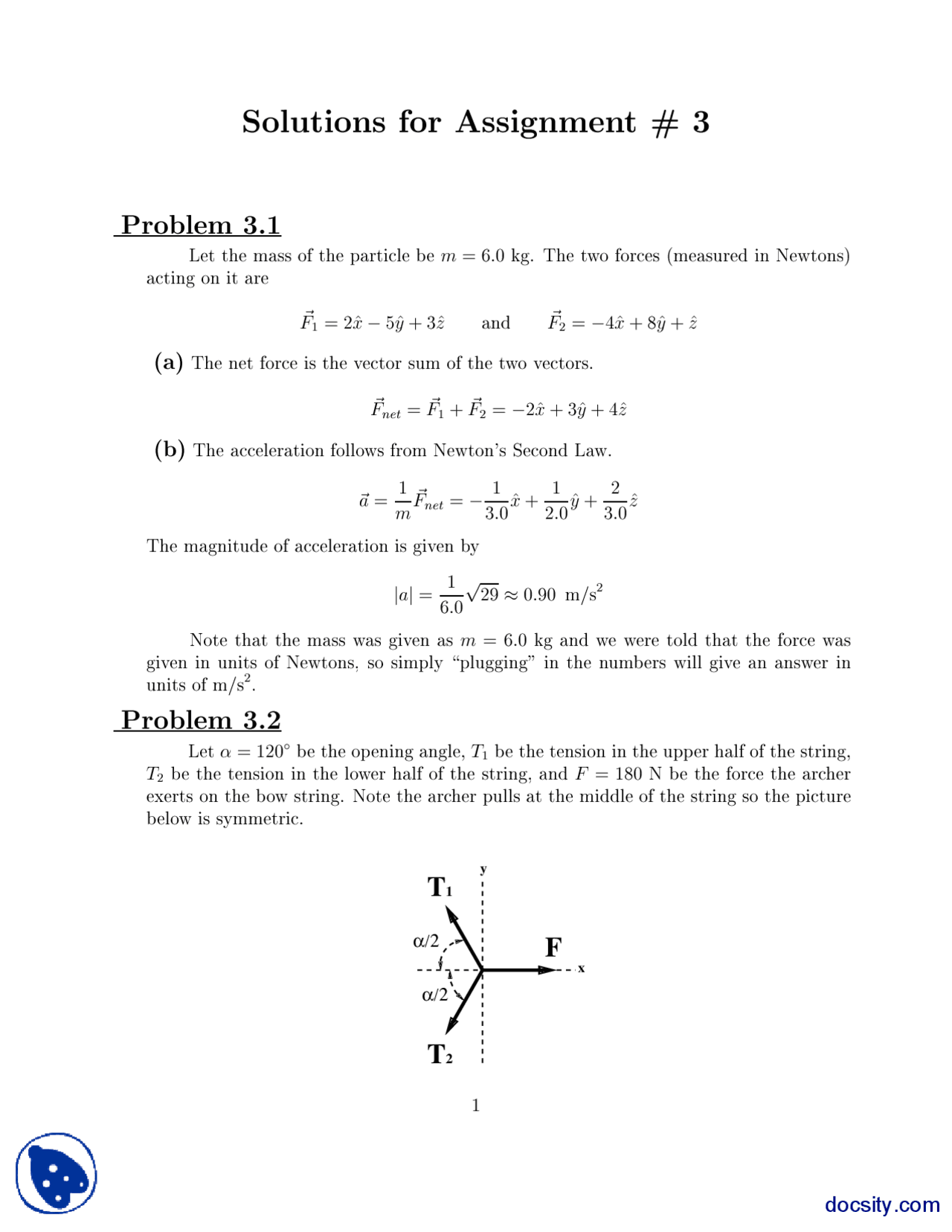 Mass Calculation Classical Physics Assignments Docsity