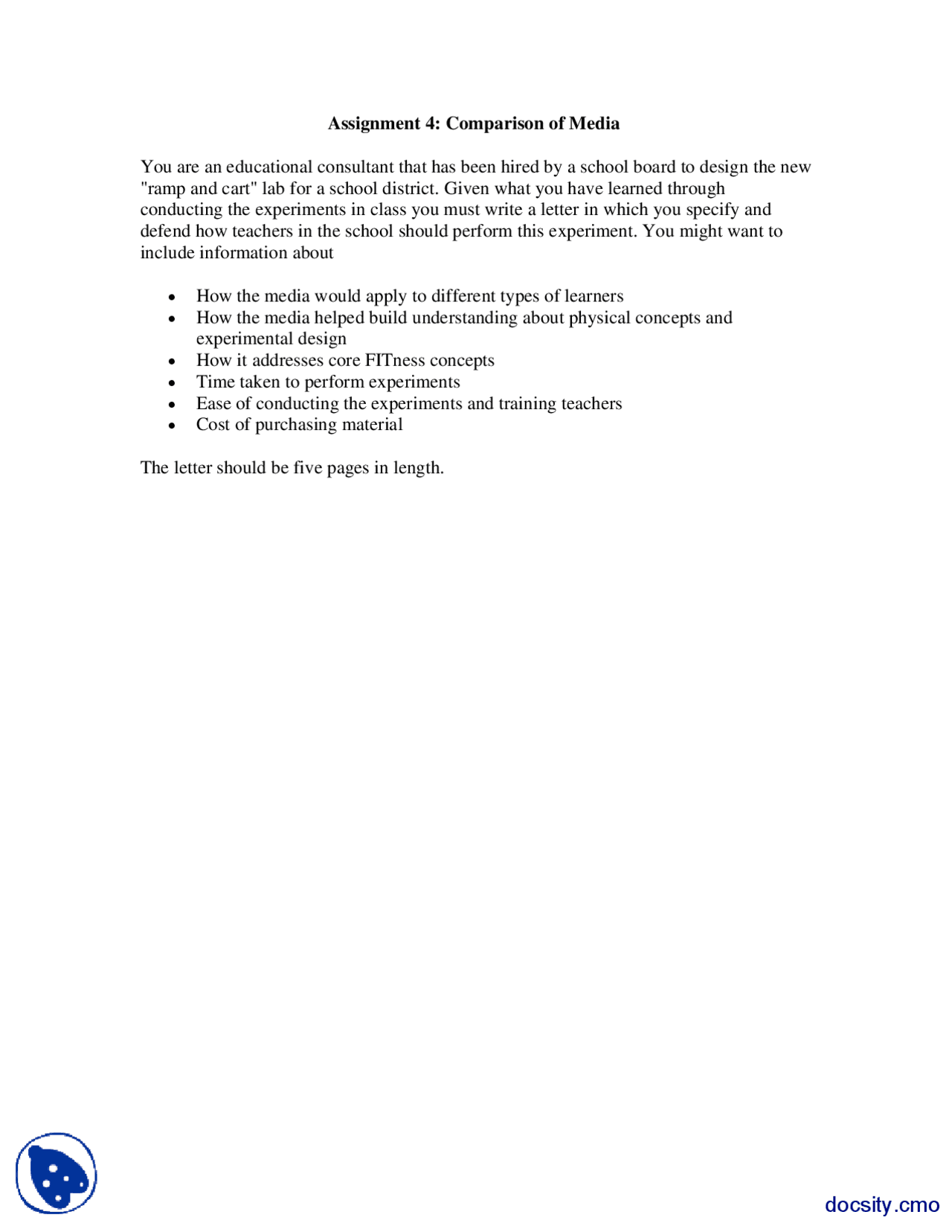 Assignment 4 Comparison Of Media Education Economics Assignment Docsity