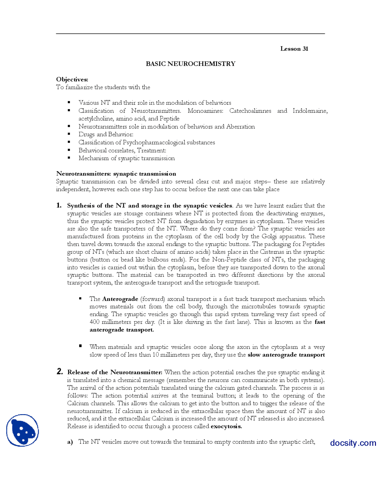 Basic Neuroanatomy 7 Neurological Basics Of Behaviour Handouts Docsity