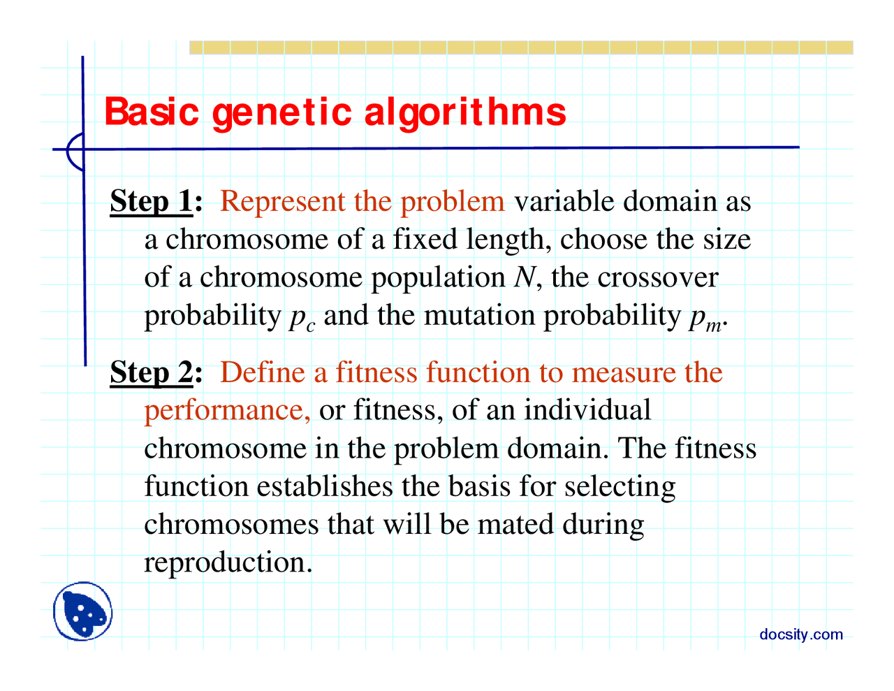 Basic Genetic Algorithms-Stochastic Process-Lecture Slides - Docsity