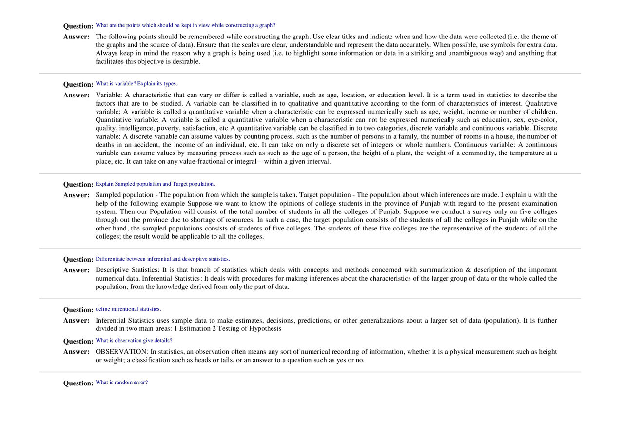 Constructing A Graph Statistics Solved Assignments Docsity