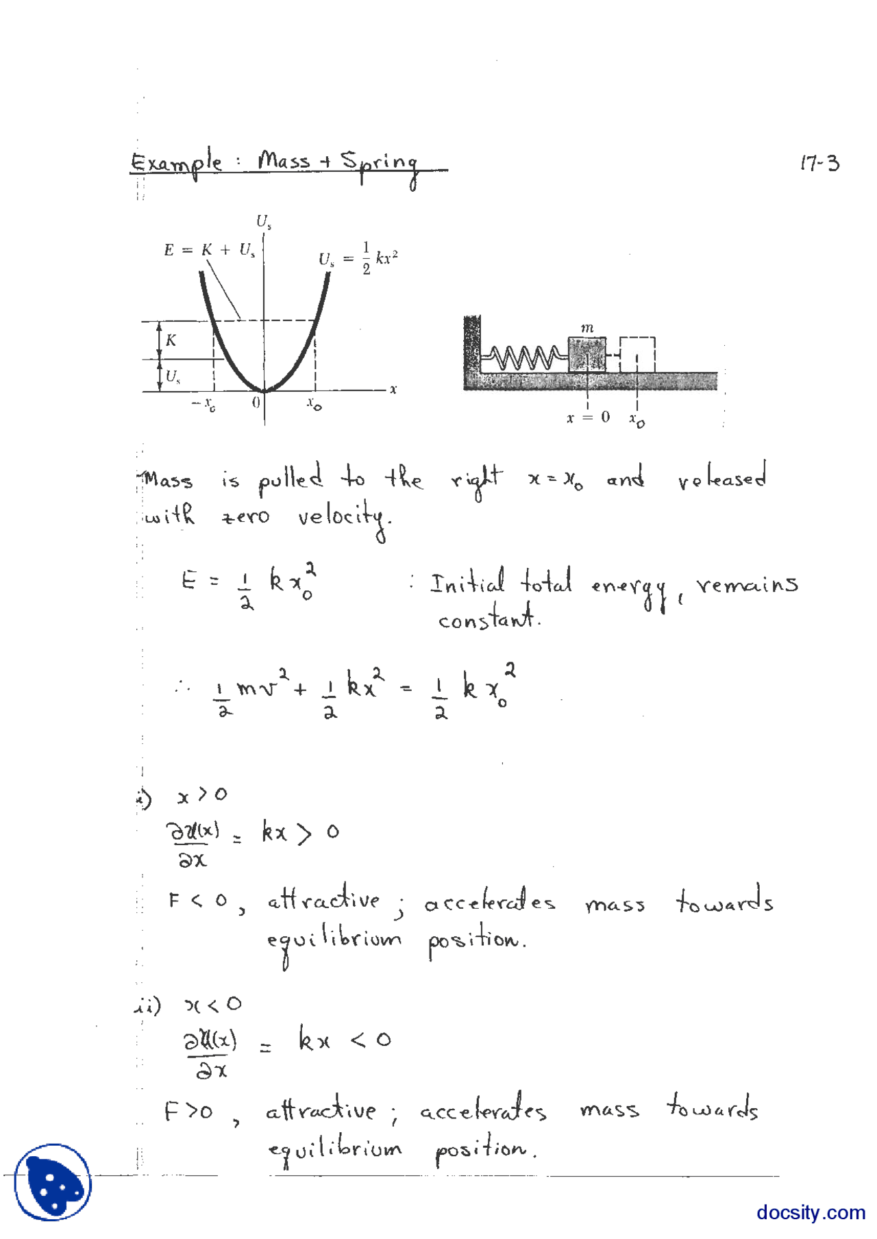 Mass And Springs-Physics-Lecture Notes - Docsity