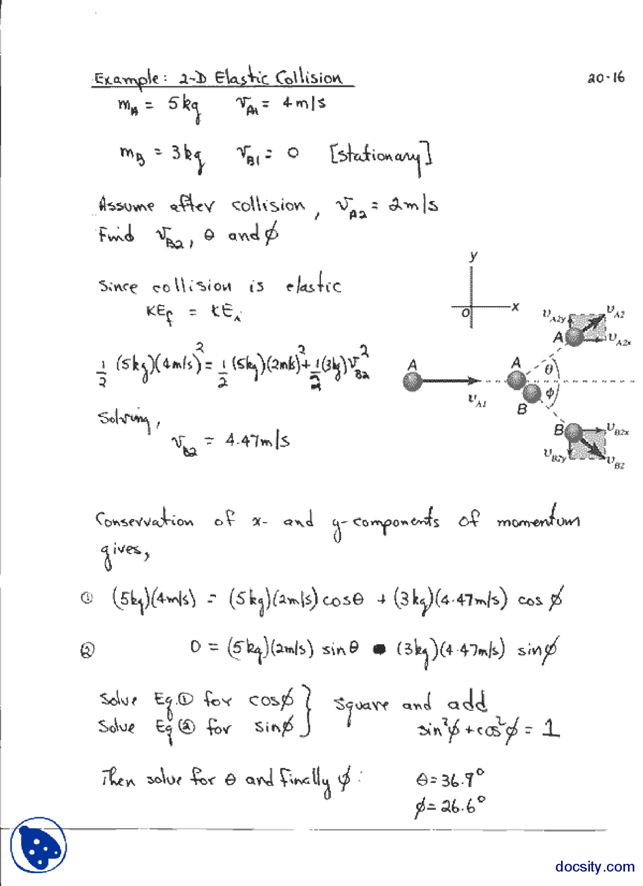 2D Elastics Collision-Physics-Lecture Notes - Docsity