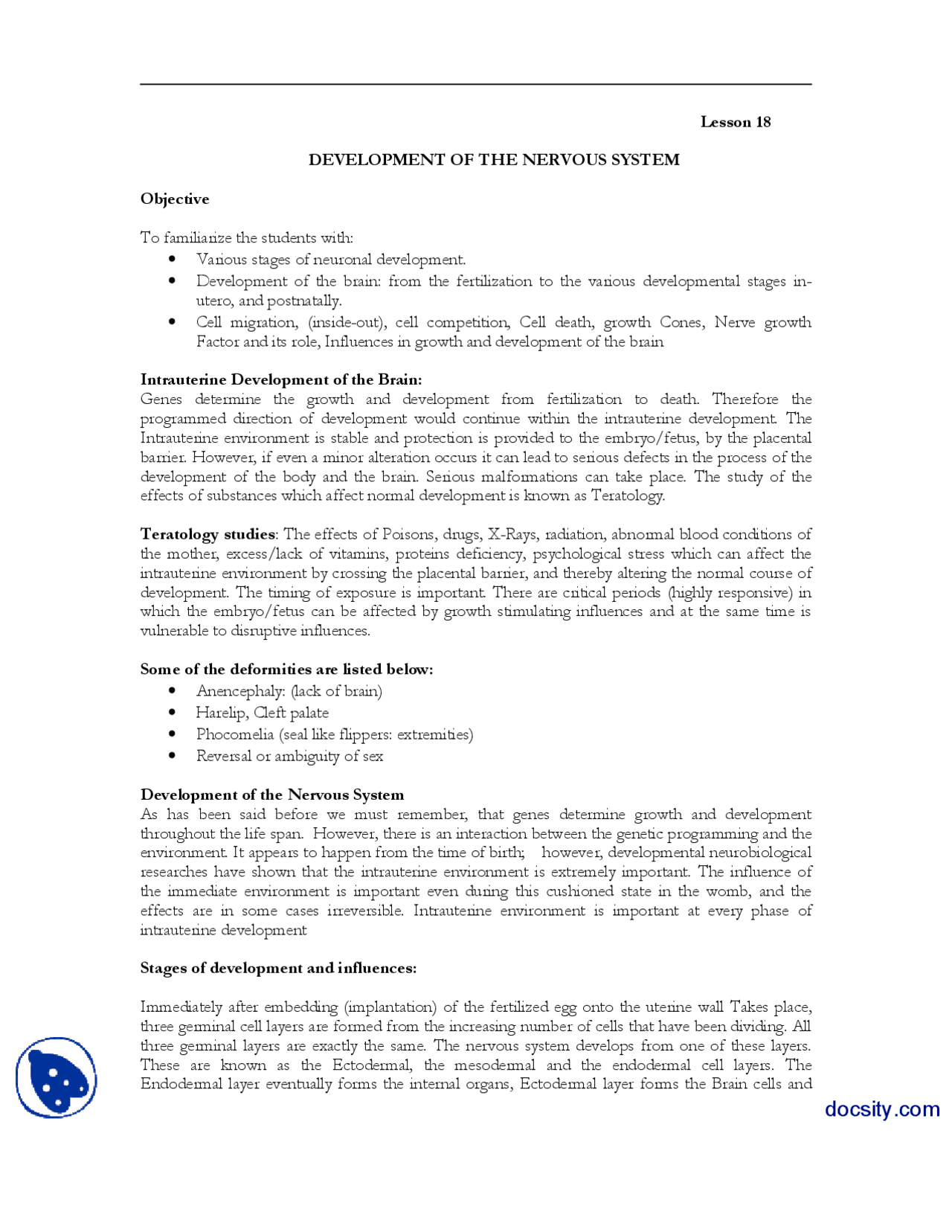 Development Of The Nervous System 2 Neurological Basics Of Behaviour